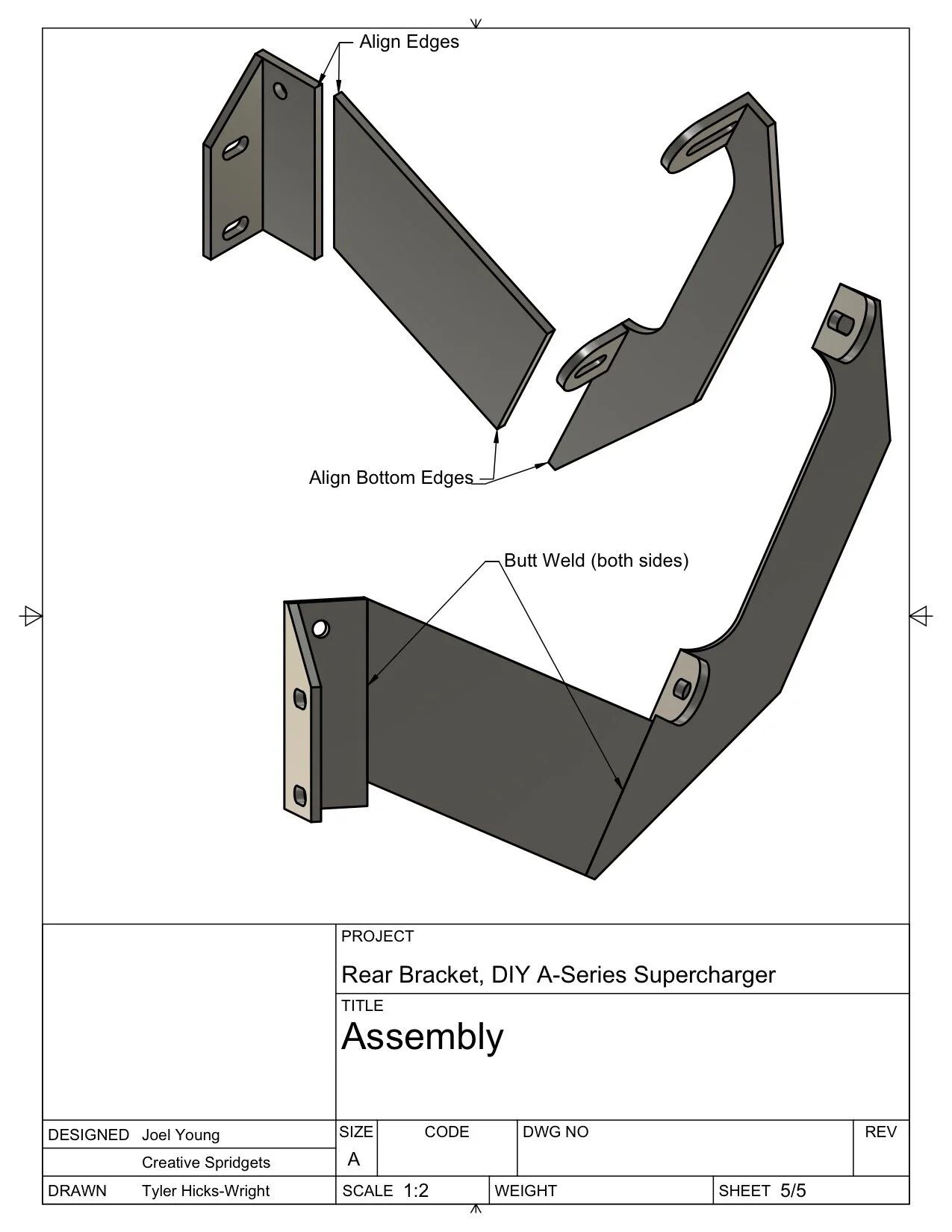 Rear Supercharger Bracket Diagram — Creative Spridgets