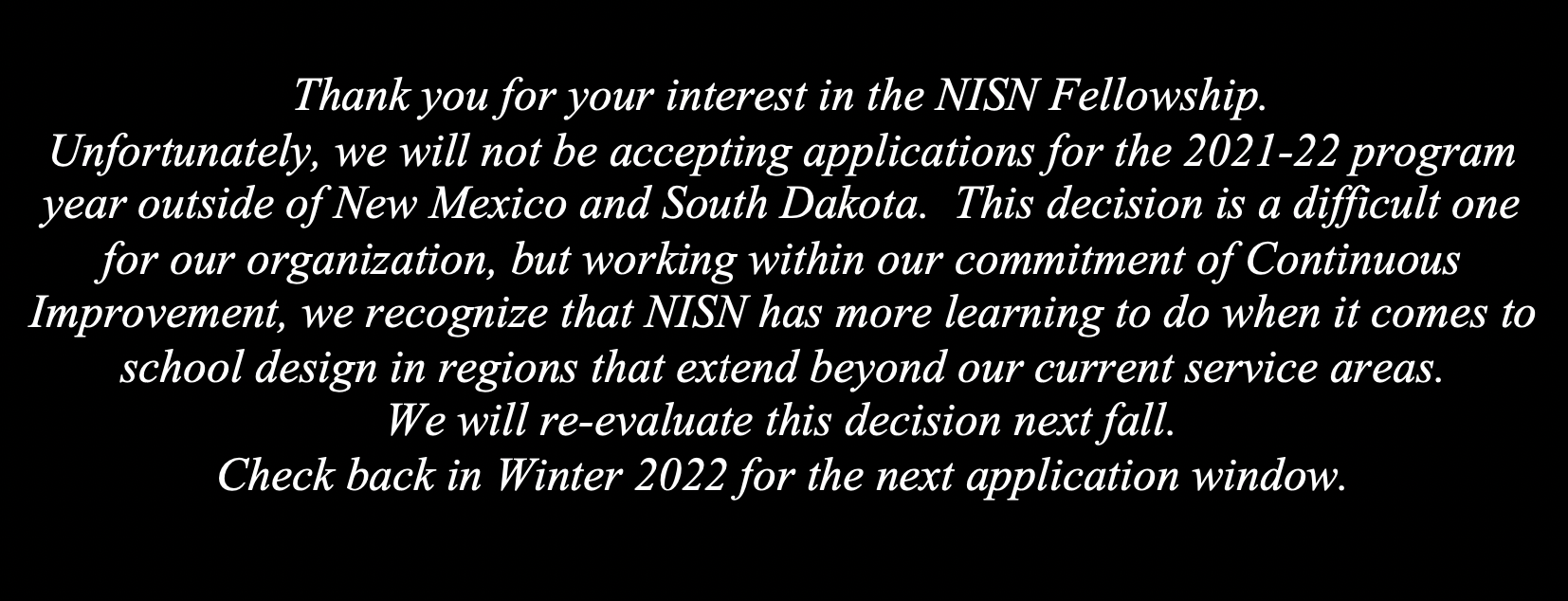 Fellowship Application — NACA Inspired Schools Network