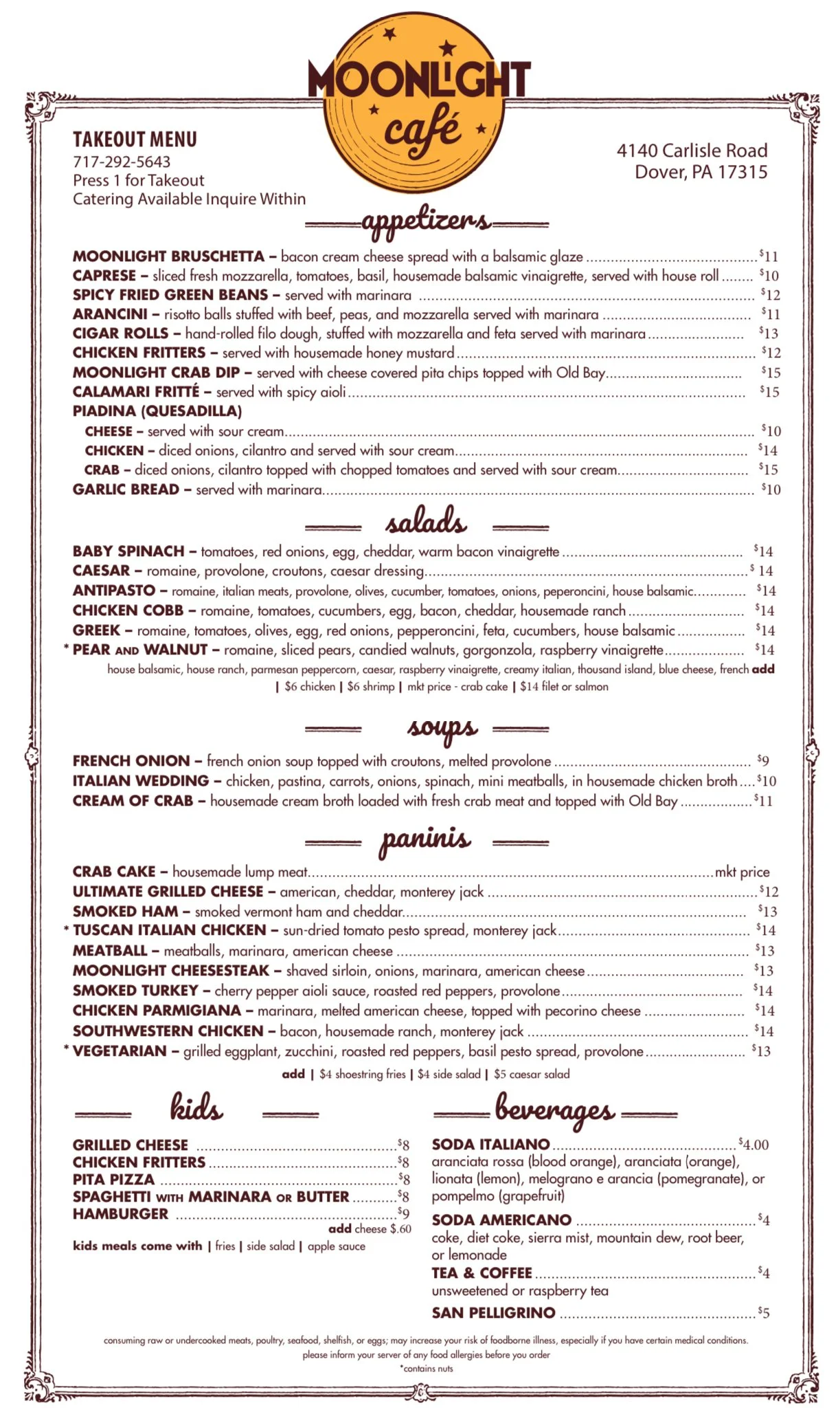 menu — Moonlight Café