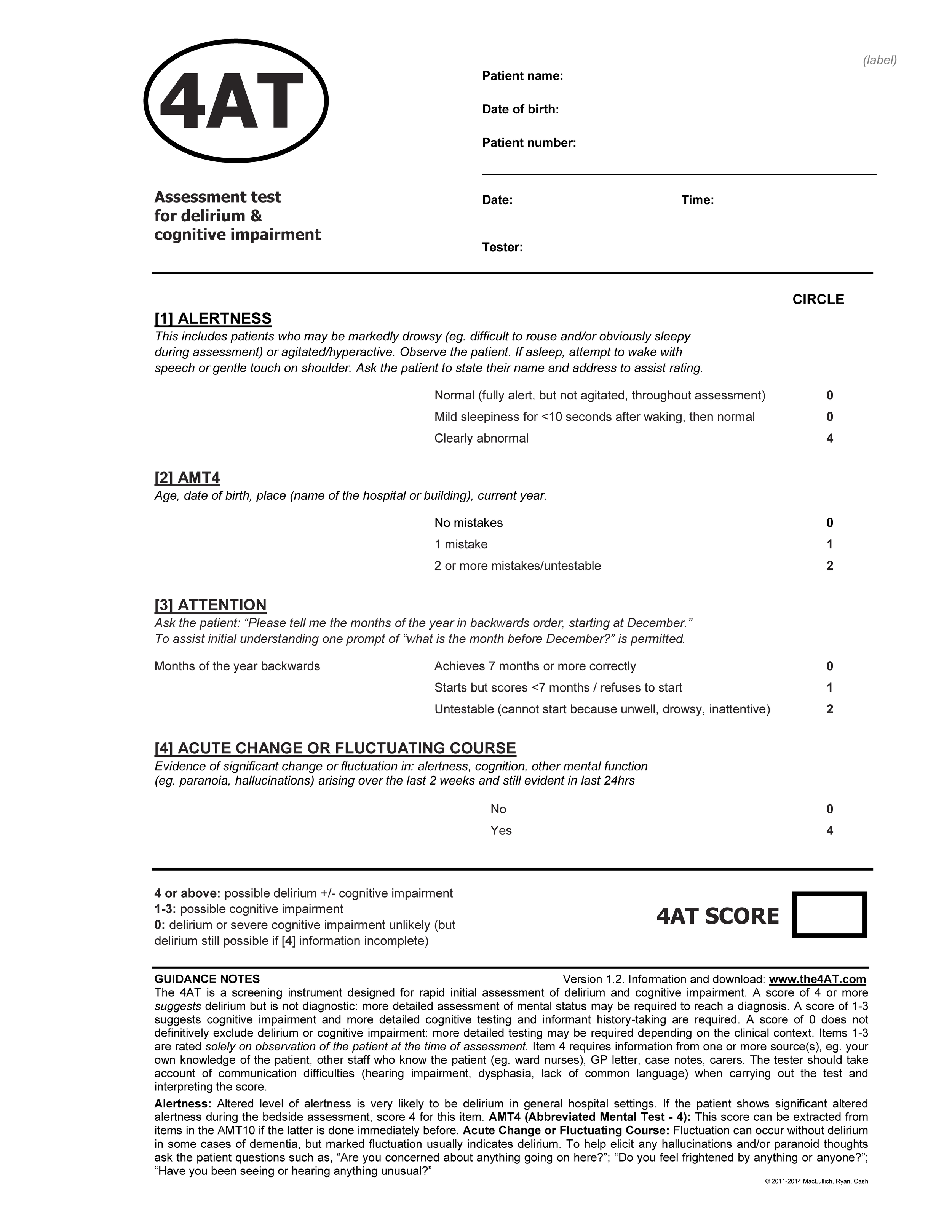 4at Preview — 4at Rapid Clinical Test For Delirium