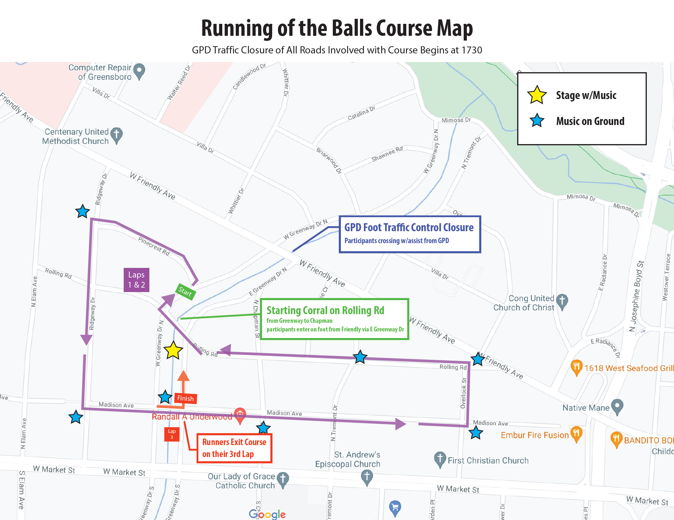 Course Map — The Running of the Balls