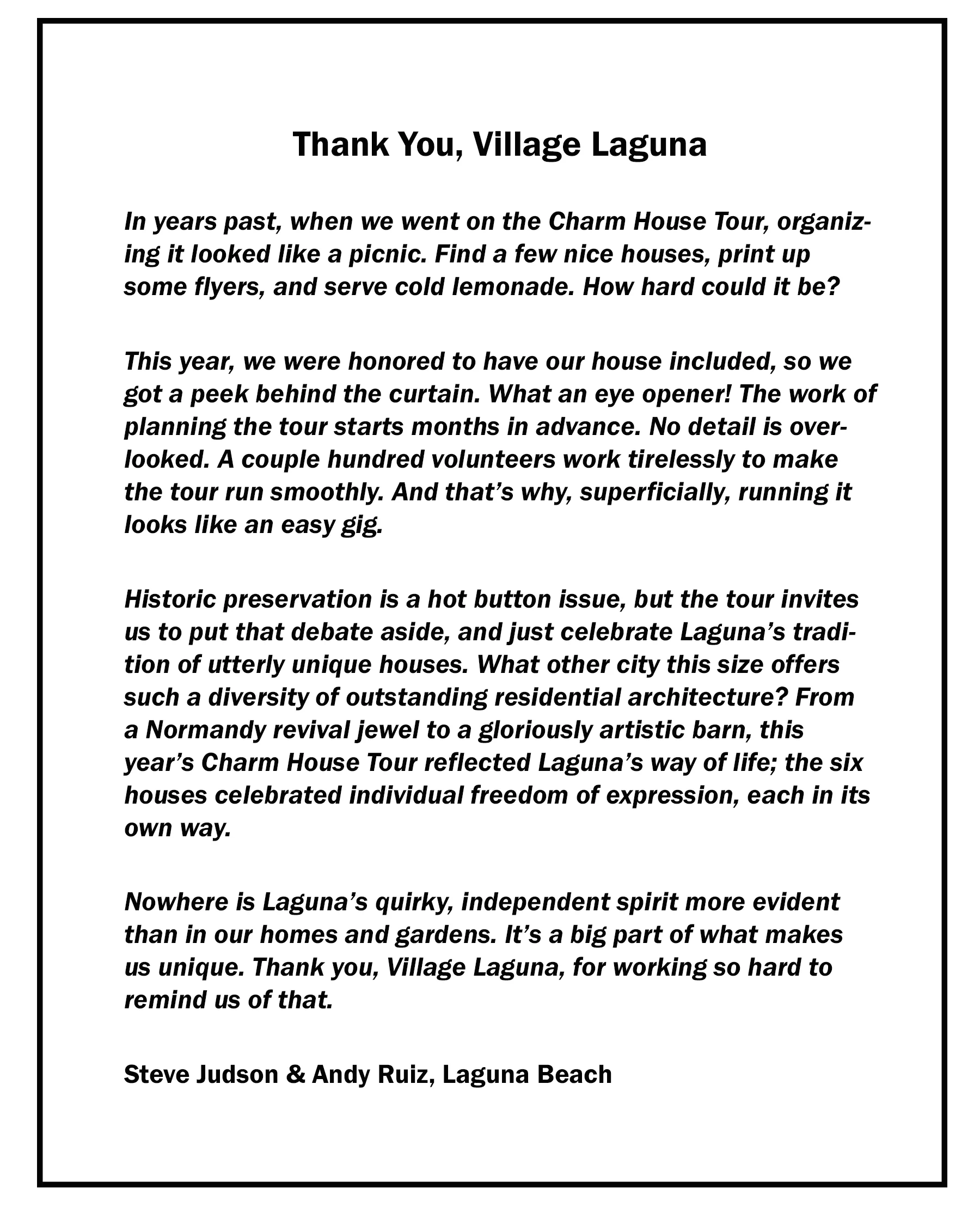 Charm House Tour — Village Laguna
