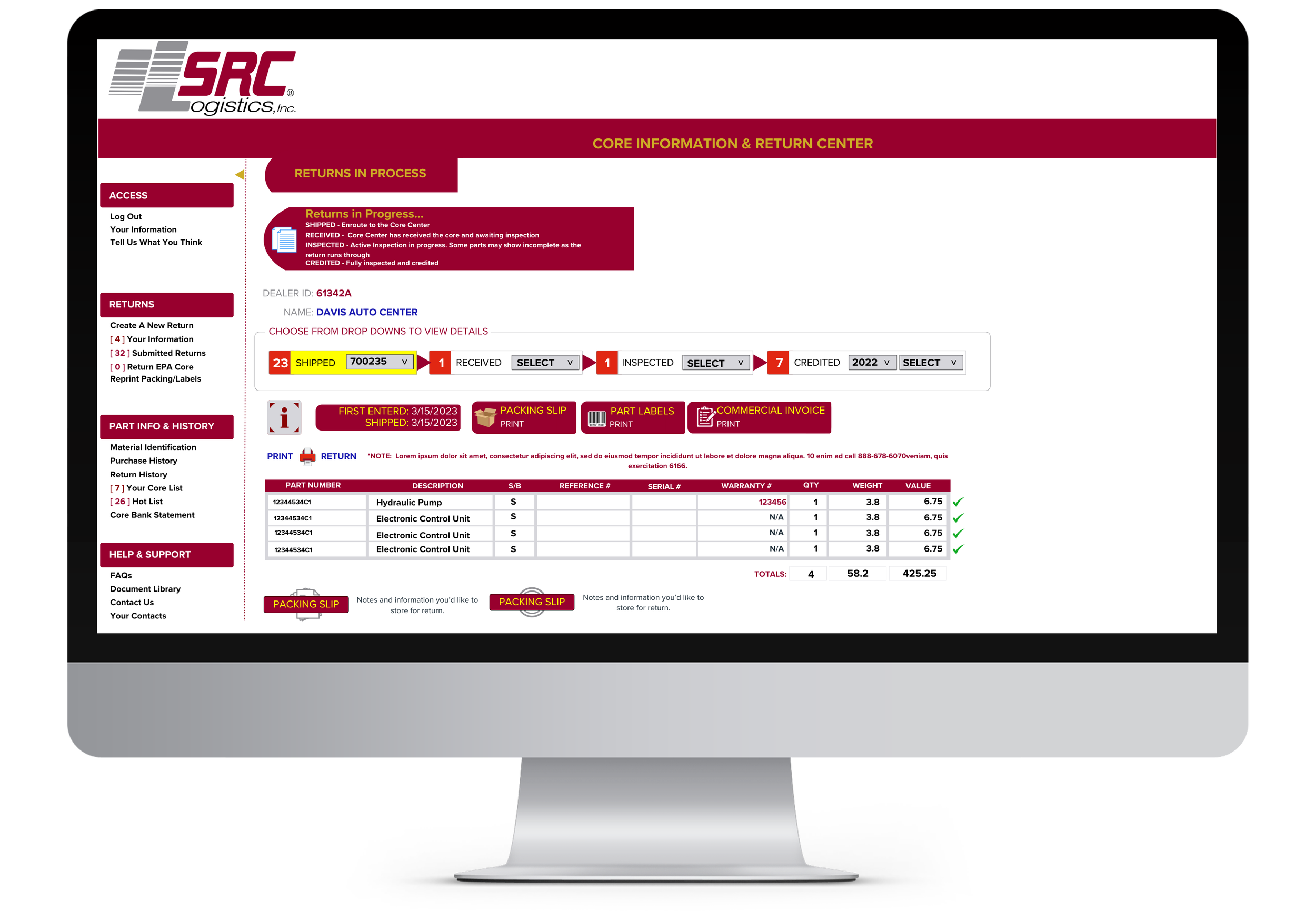 SRC Logistics, Inc. | 30+ Years of Core Management - Homepage