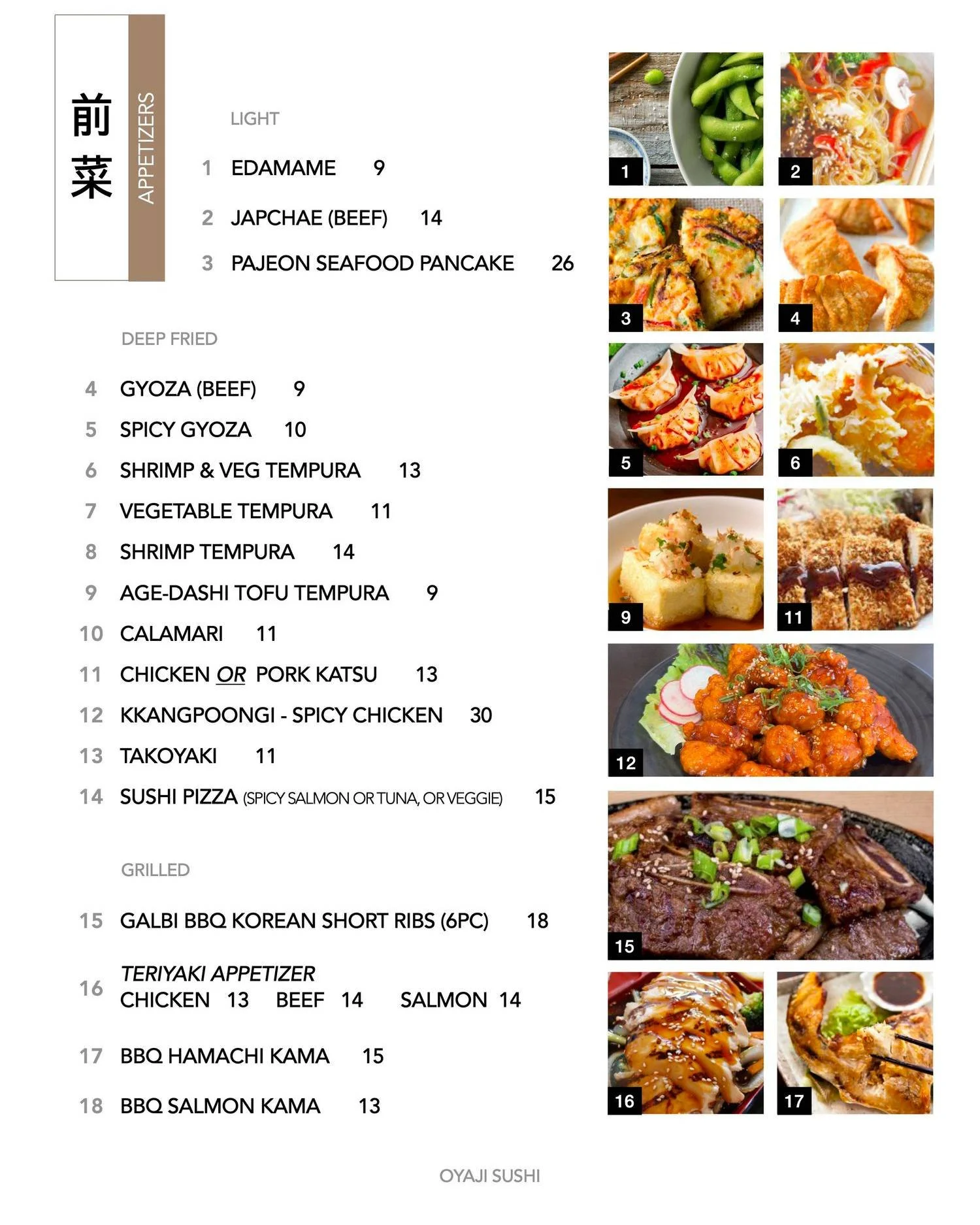Menu — OYAJI SUSHI