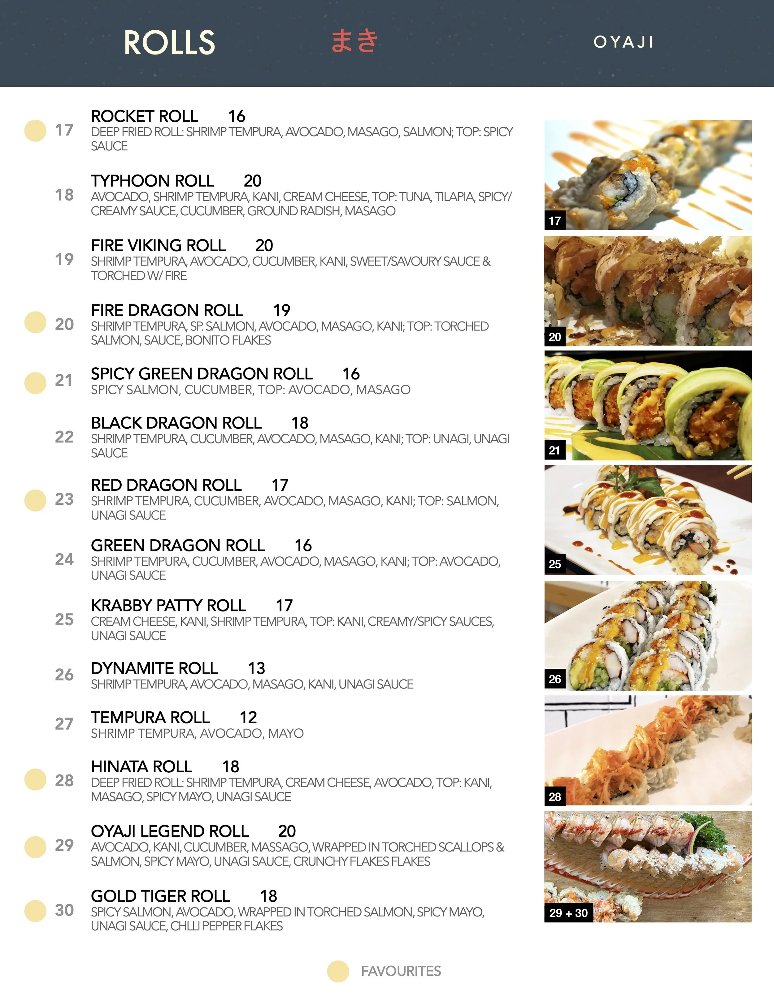 Menu — OYAJI SUSHI
