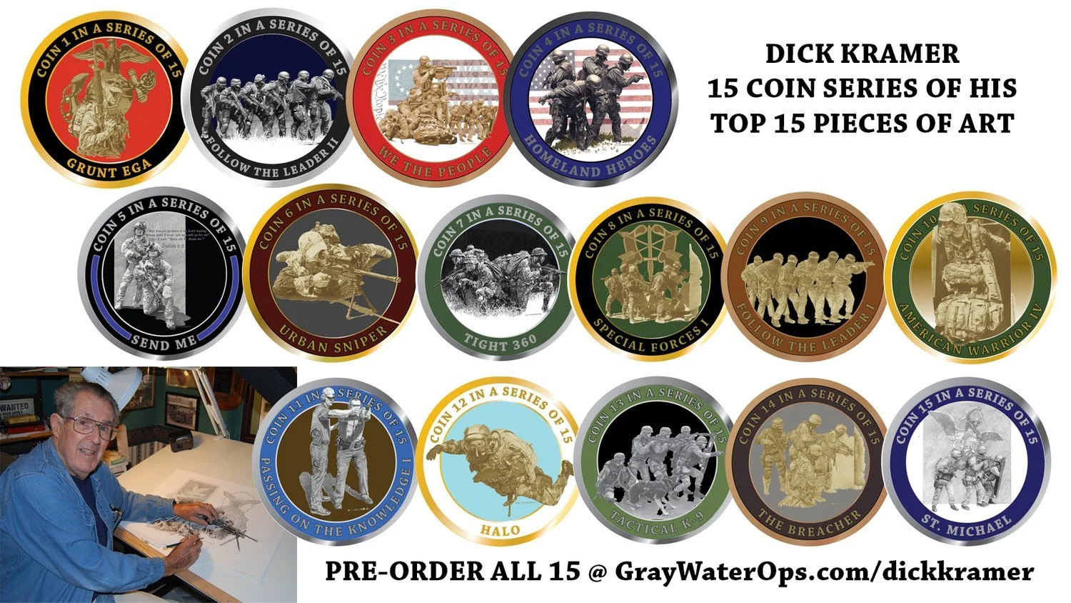15 coin series from world renowned artist Dick Kramer's most popular ...
