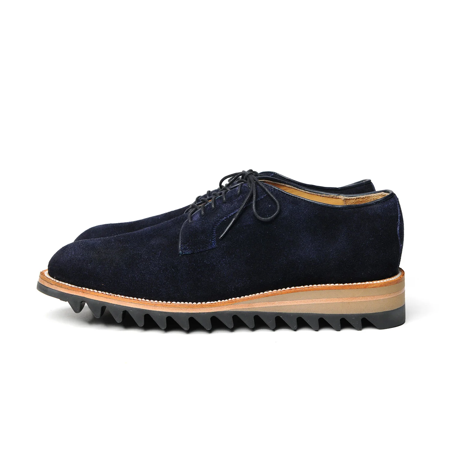 Plain Toe with Ripple Sole - Navy Suede — YUKETEN