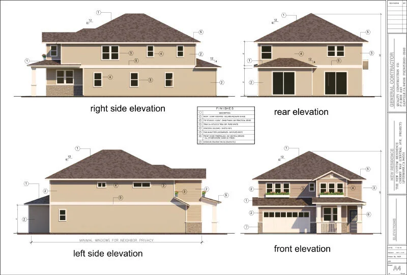 2D Color Floorplan Renderings and Elevation Drawing Services