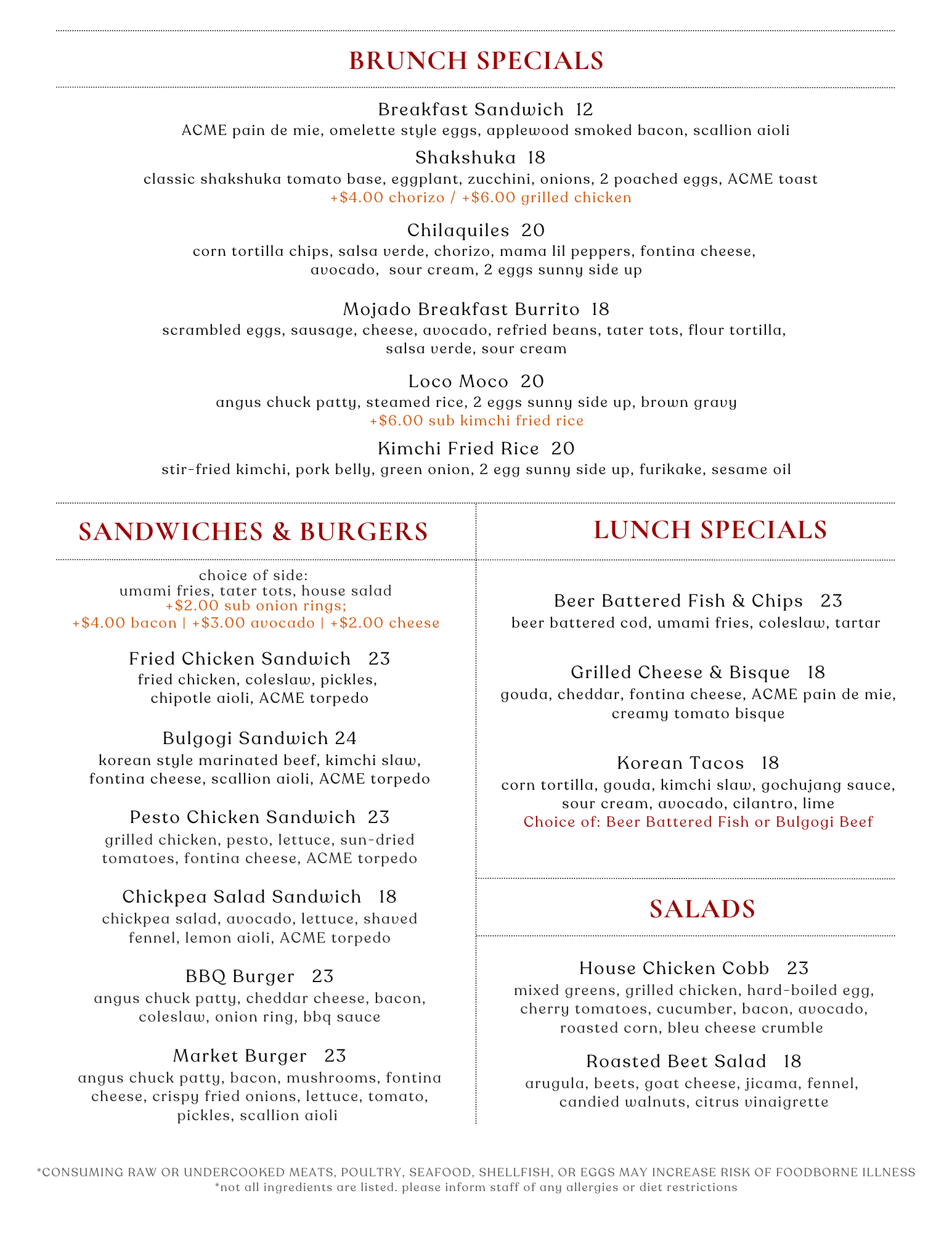Breakfast/Lunch Menu — SAMS
