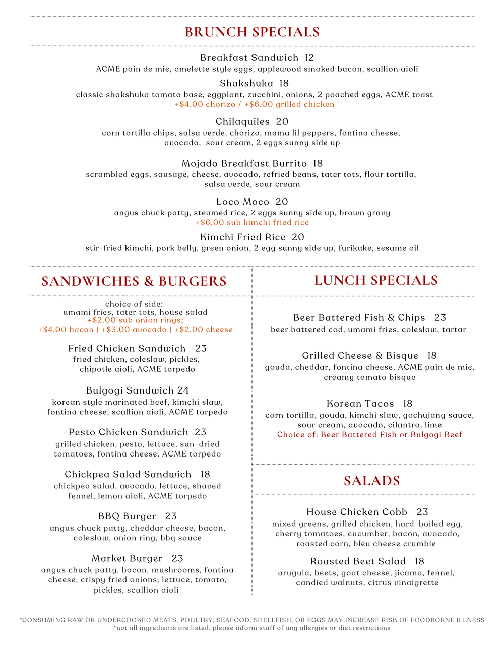 Breakfast/Lunch Menu — SAMS