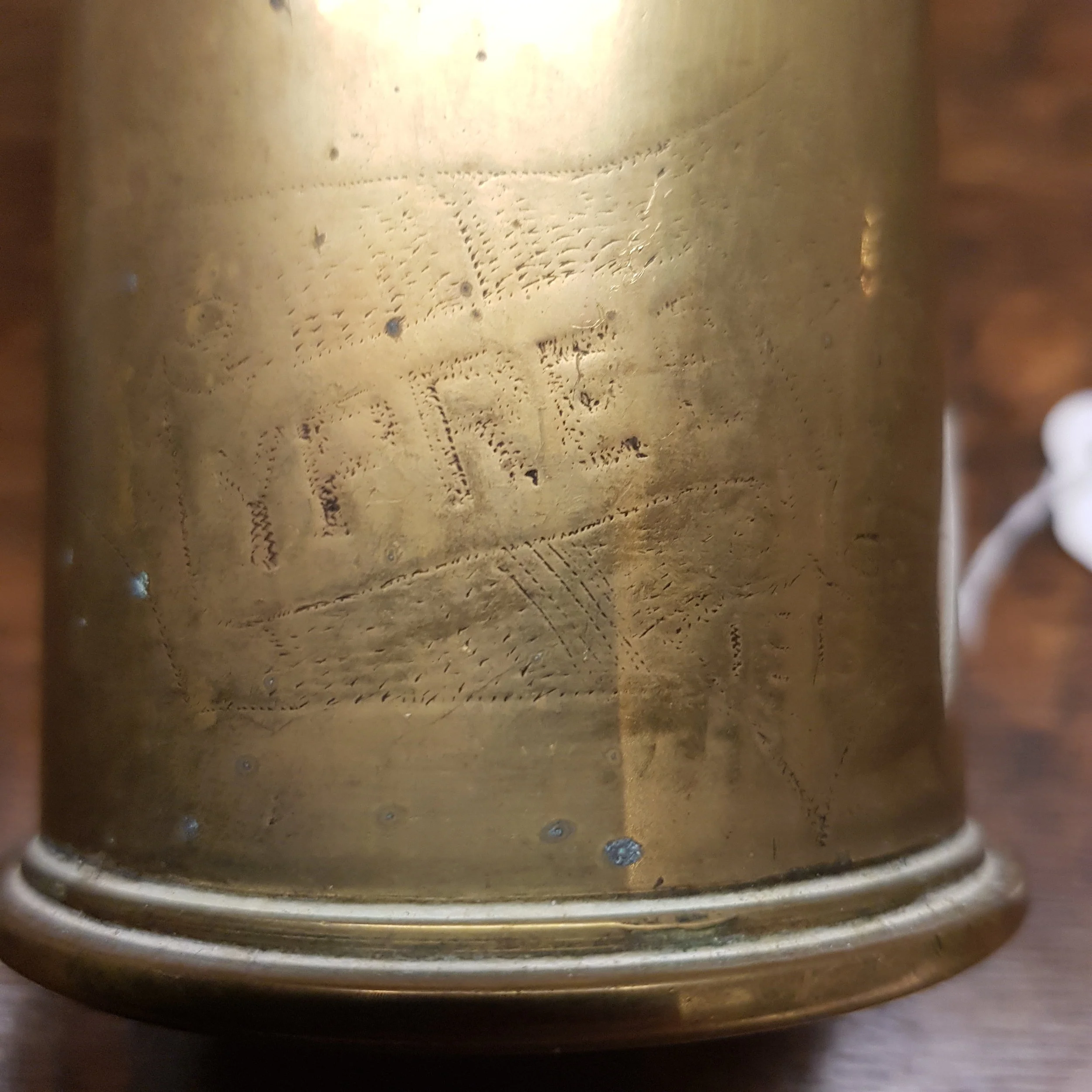 WW1 Brass Shell Trench Art Vase Engraved with Ypres, Somme, May, 1915 ...