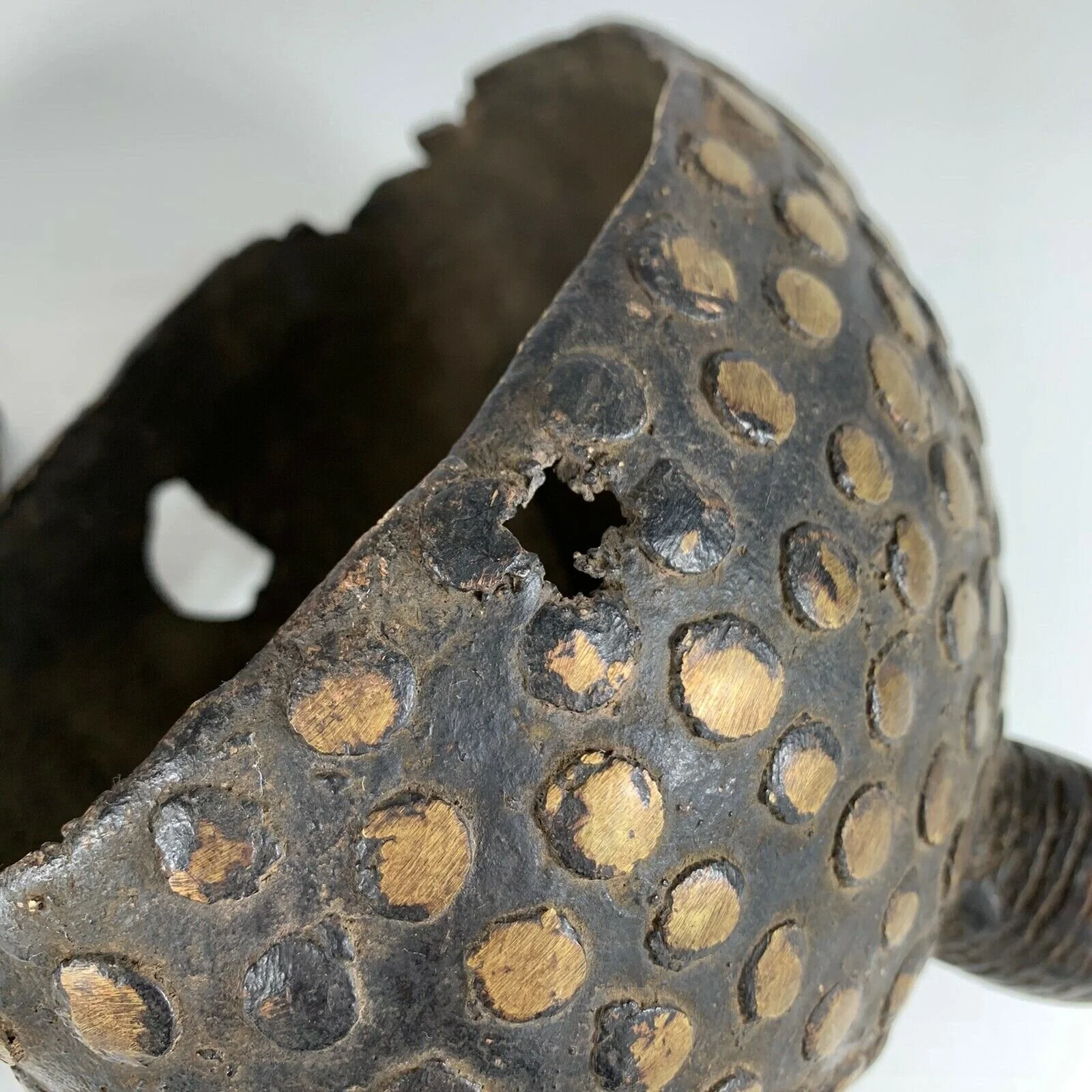 Pair Of Bronze Leopard Heads / Masks Nigeria African Tribal Art 10.5” 5 ...