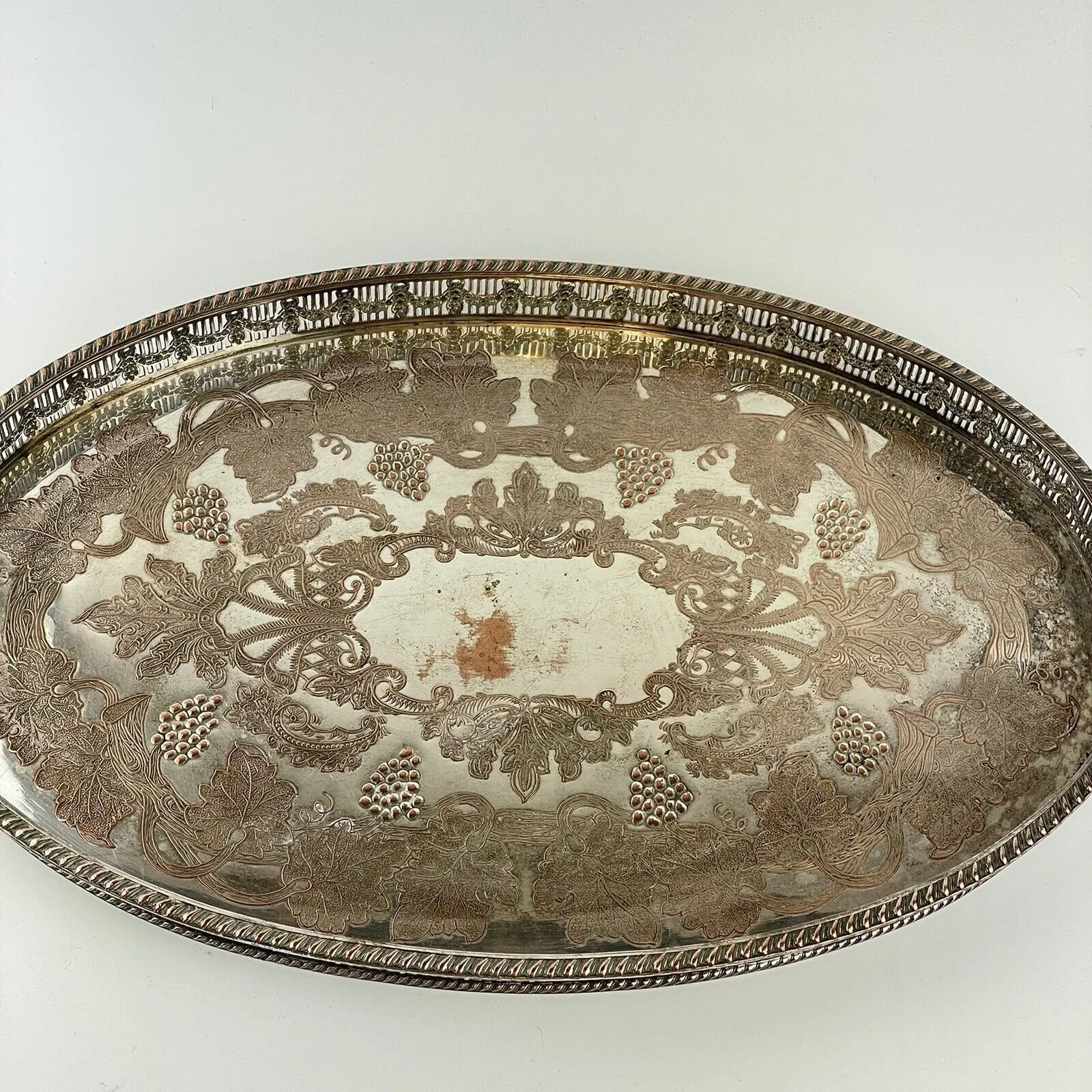 Vintage Silver Plated Galleried Serving Tray 39cm Viners Sheffield ...