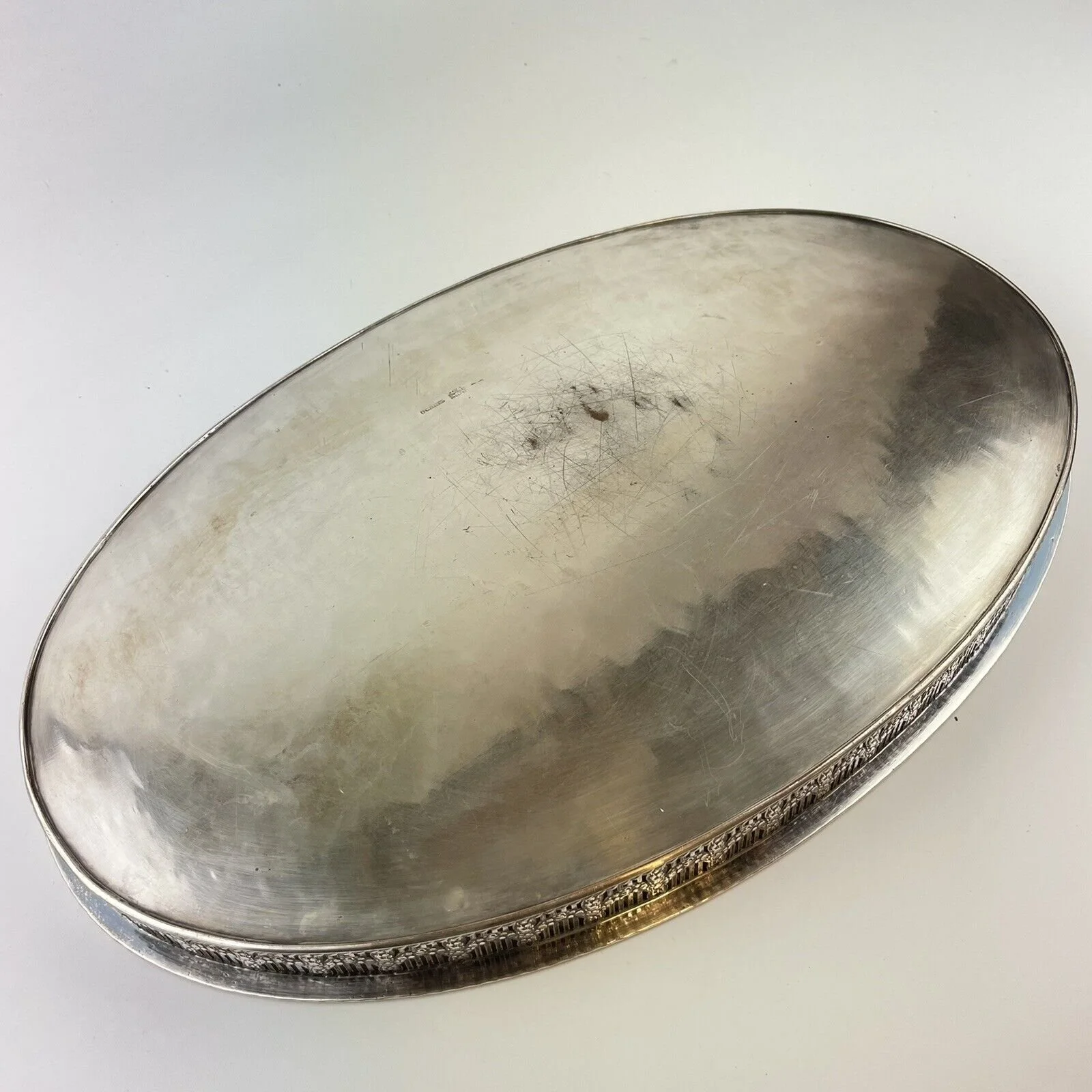 Vintage Silver Plated Galleried Serving Tray 39cm Viners Sheffield ...