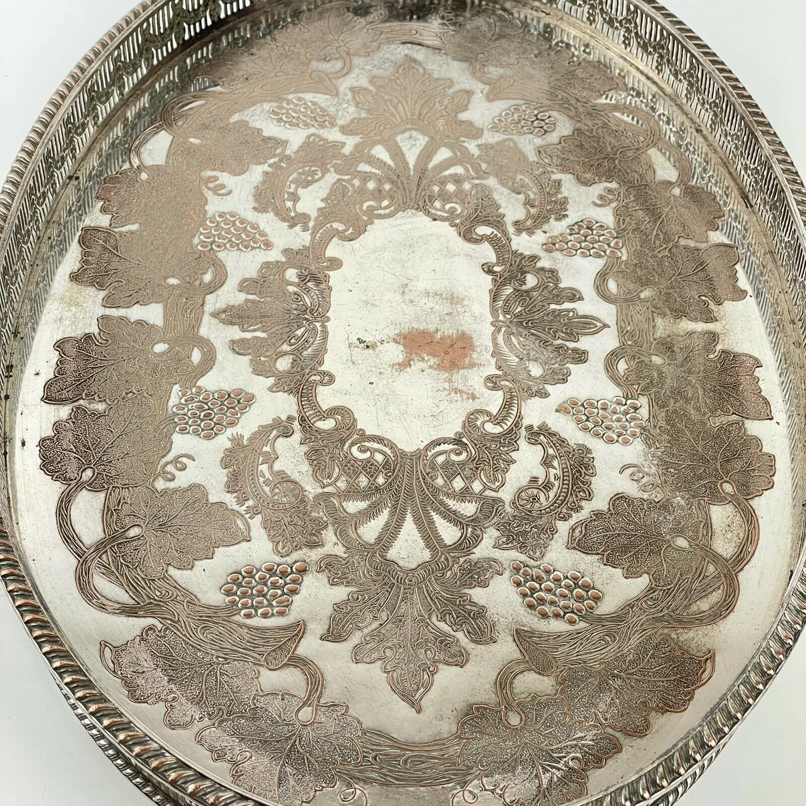 Vintage Silver Plated Galleried Serving Tray 39cm Viners Sheffield ...