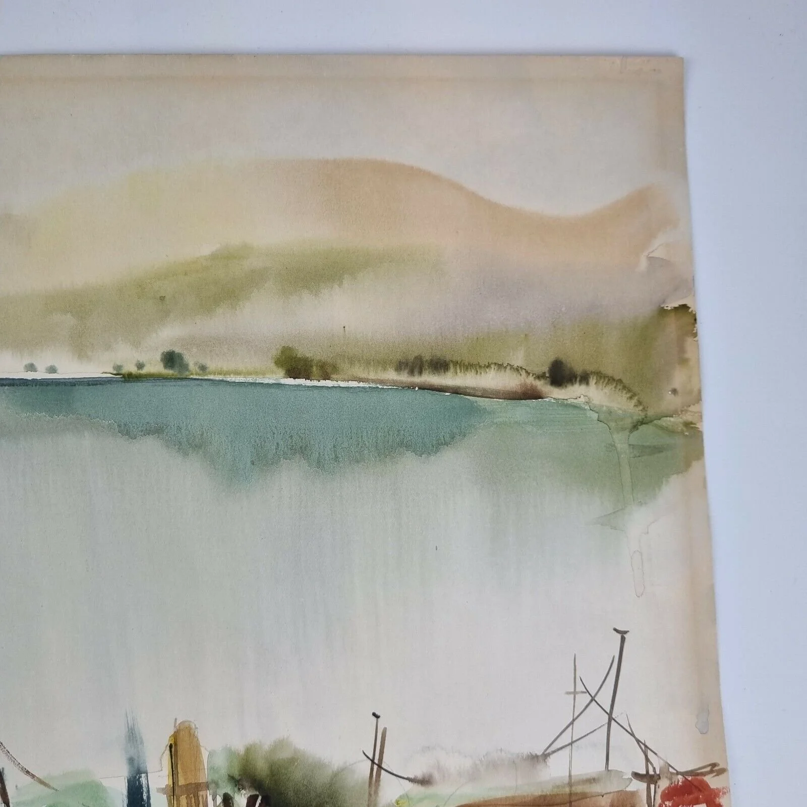 Moshe Kagan Israeli Jerusalem Signed Watercolour Landscape — Wheeler ...