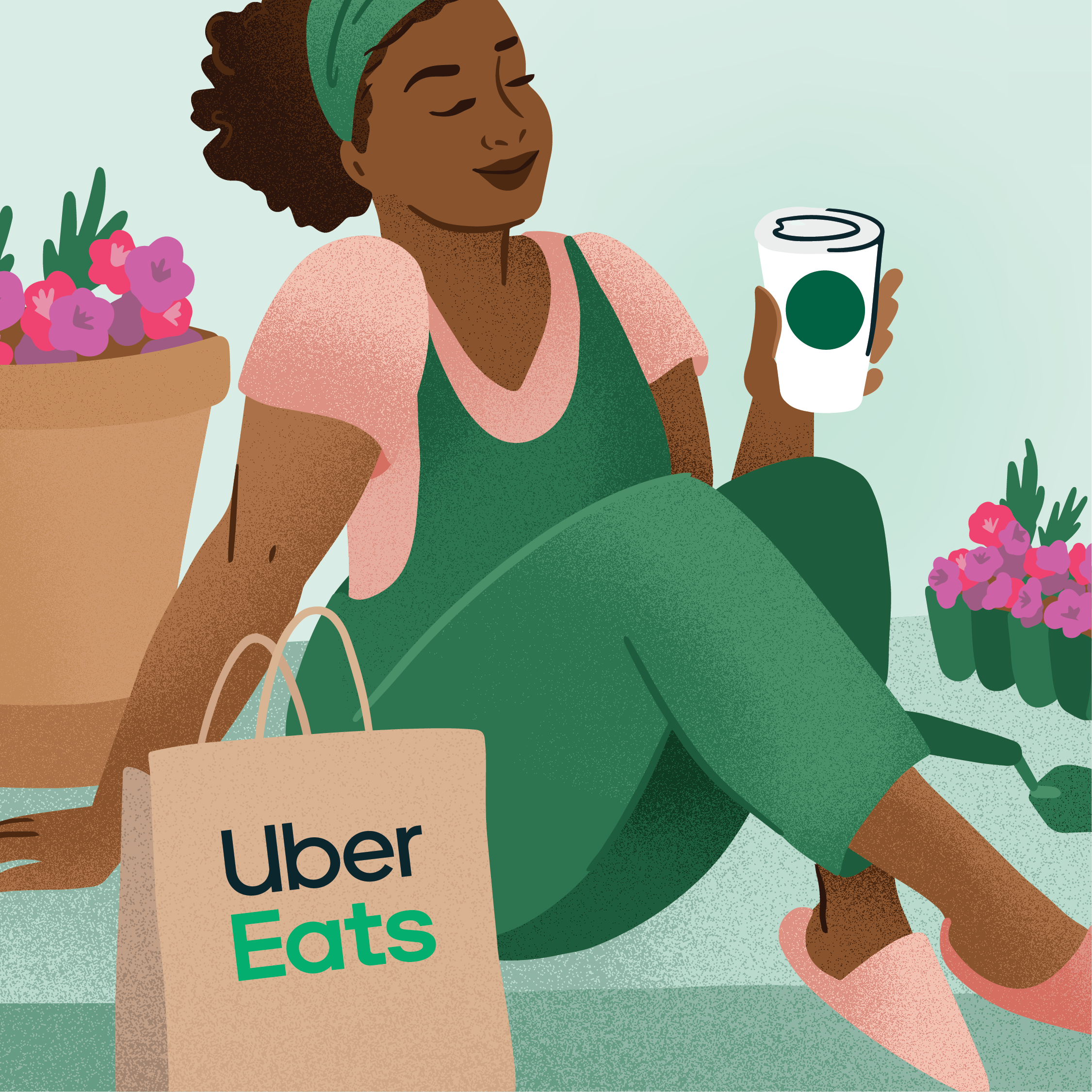 Uber Eats x Starbucks Illustration — Nina Painter