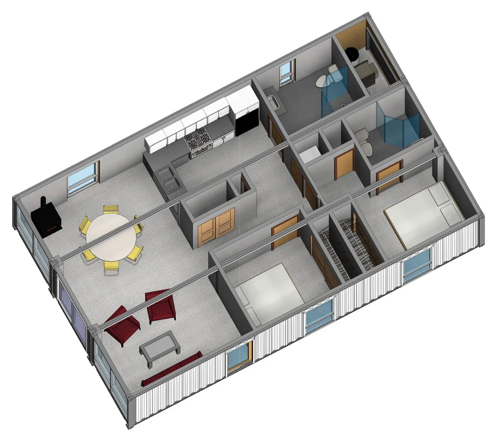 MODERN HOMESTEAD - NARROW END — STEELE HOUSE - MODULAR CONTAINER HOMES