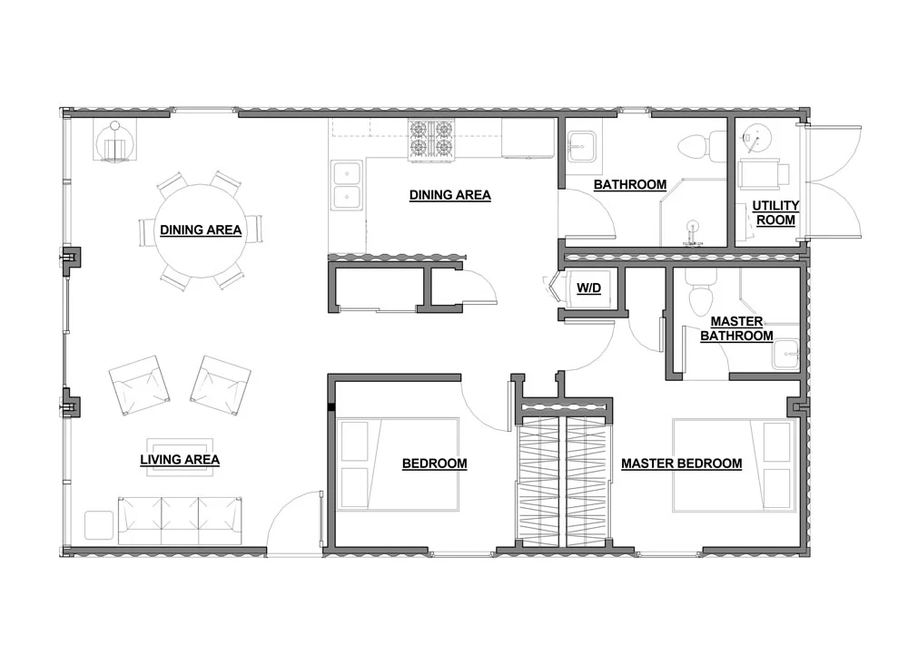 MODERN HOMESTEAD - NARROW END — STEELE HOUSE - MODULAR CONTAINER HOMES