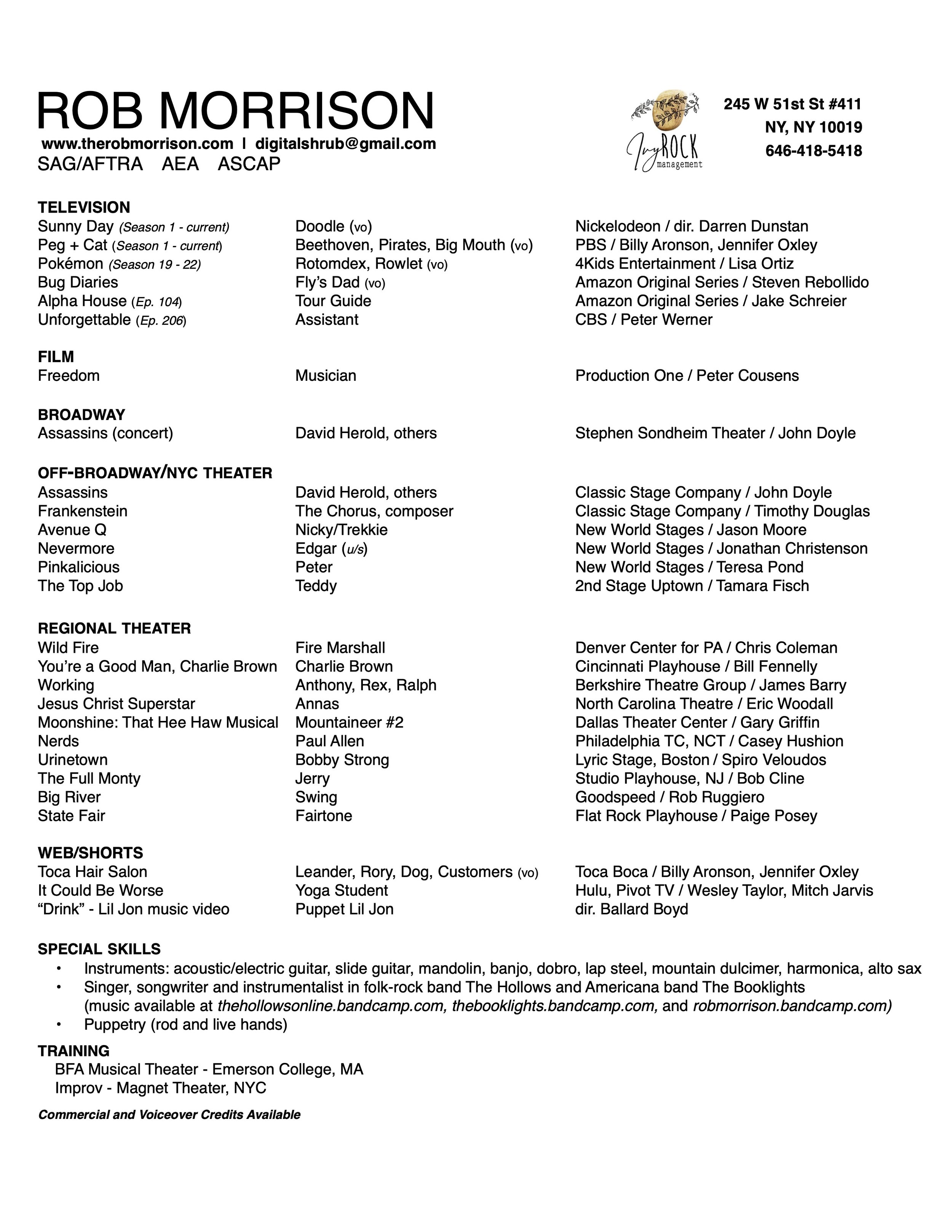 Resumé — Rob Morrison