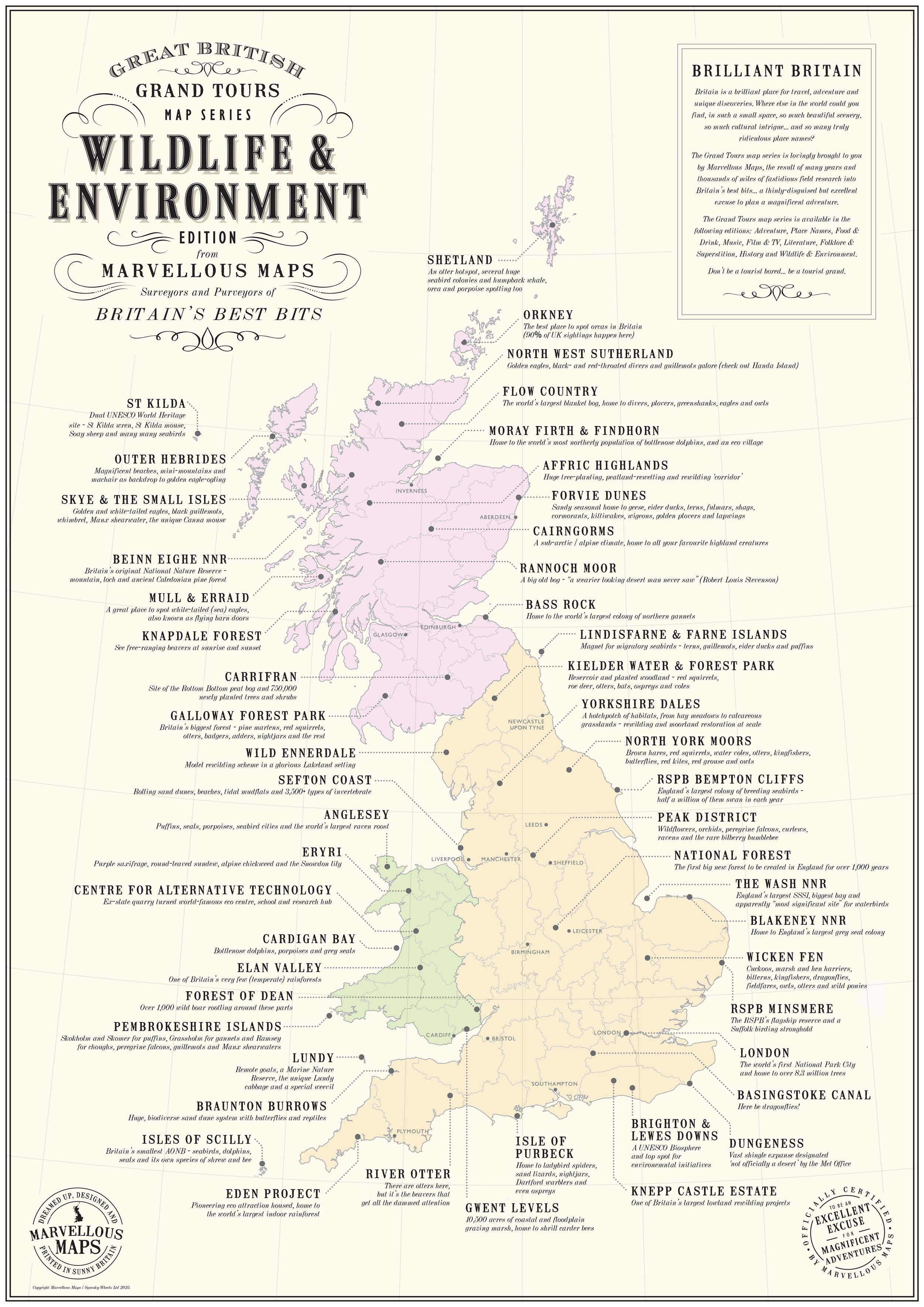 Great British Grand Tours Map Series - Wildlife & Environment Edition ...