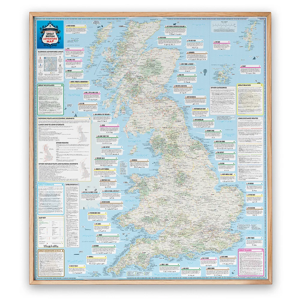STG's Joyously Busy Great British Adventure Map - Framed — Marvellous Maps