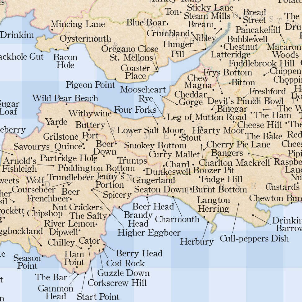 STG's Slightly Overcooked Map of Tasty British Place Names - Framed ...