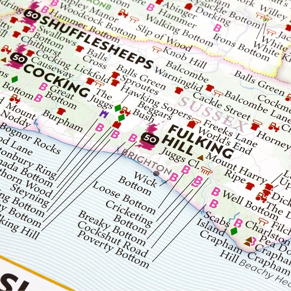STG's Marvellous Map of Great British Place Names - Flat — Marvellous Maps