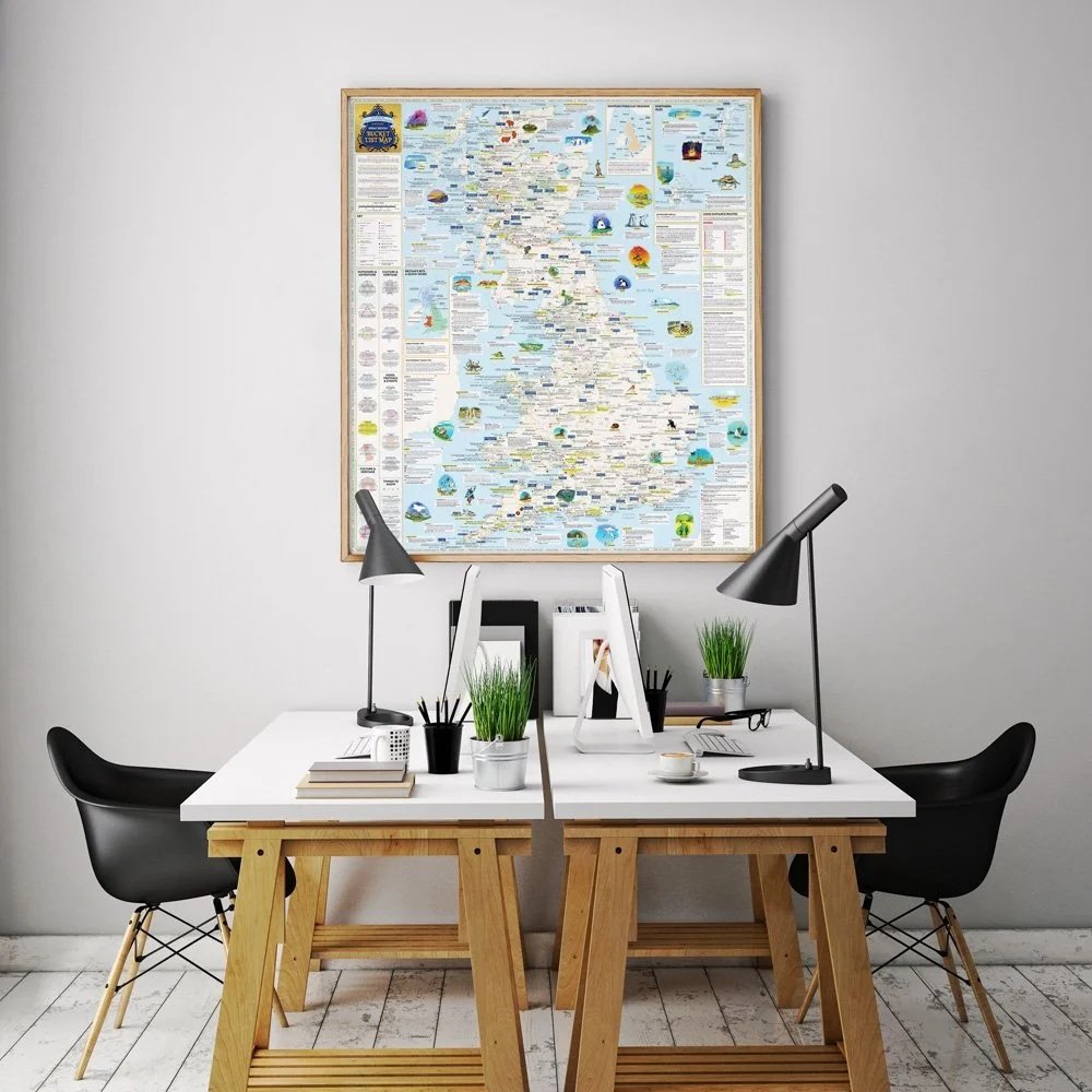 ST&G's Solid Gold* Great British Bucket List Map - Flat — Marvellous Maps