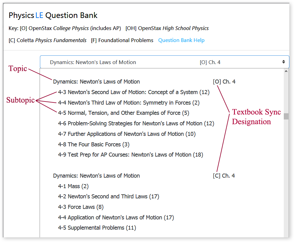 Physics LE Instructor Guide—Question Bank