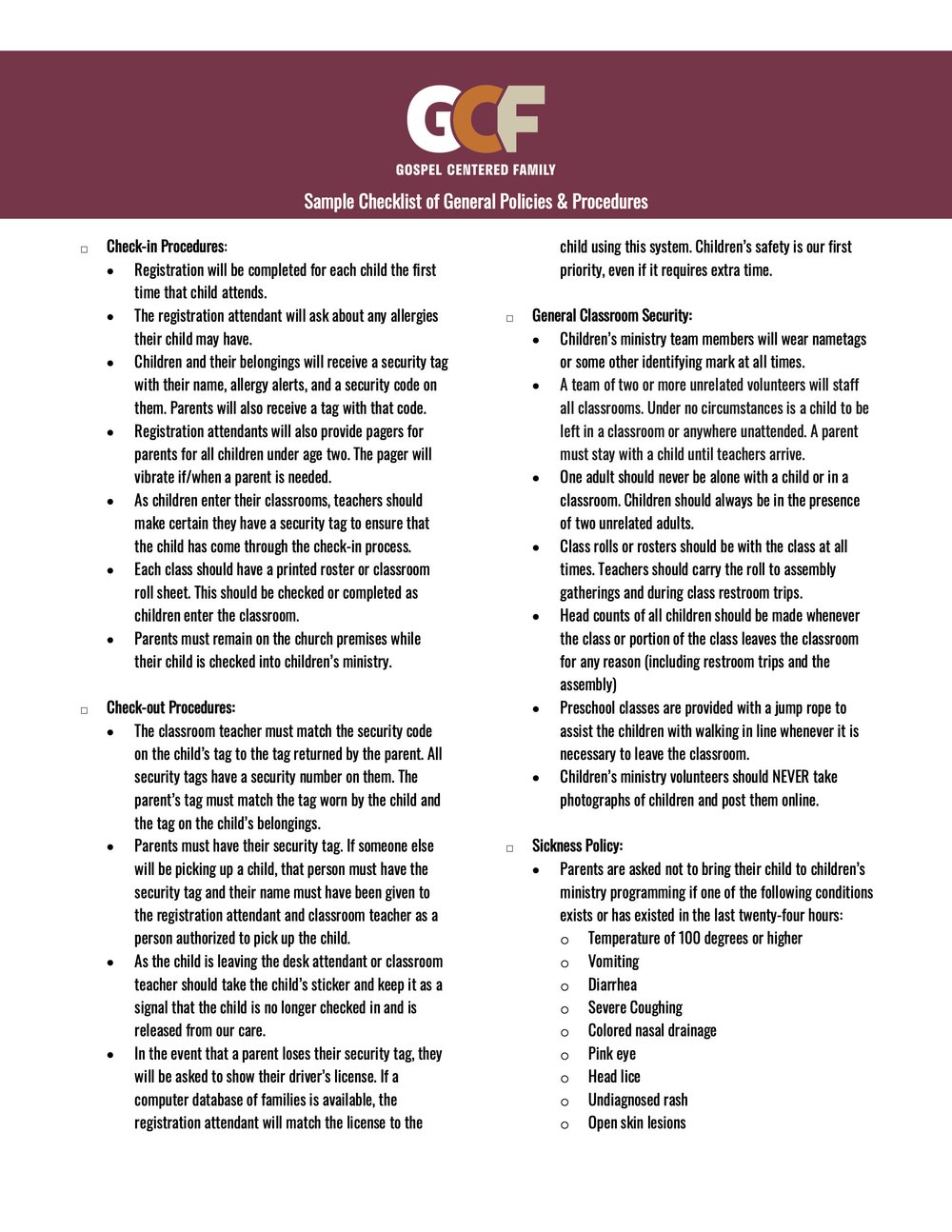 7 Essential Policies for Children's Ministry… And a Free Checklist ...