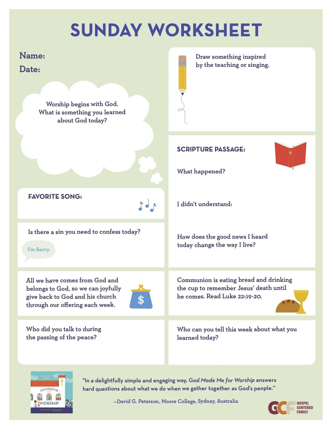 Free Download: Sunday Worship Worksheet — Gospel-Centered Family