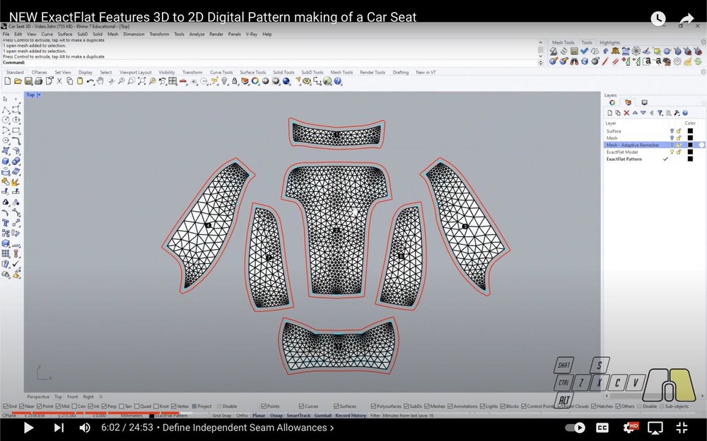 The ExactFlat for Rhino 3D Video Library — 3D to 2D Digital Pattern ...