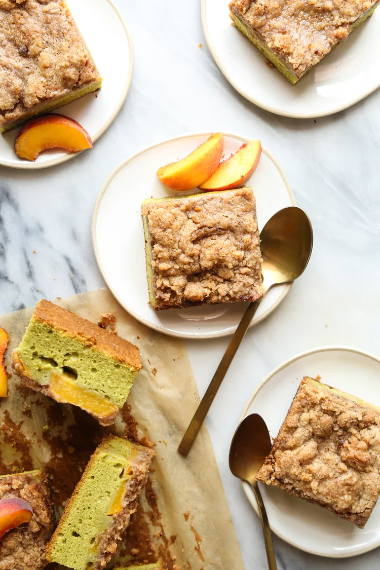 Matcha Peach Crumble Cake — Probably This