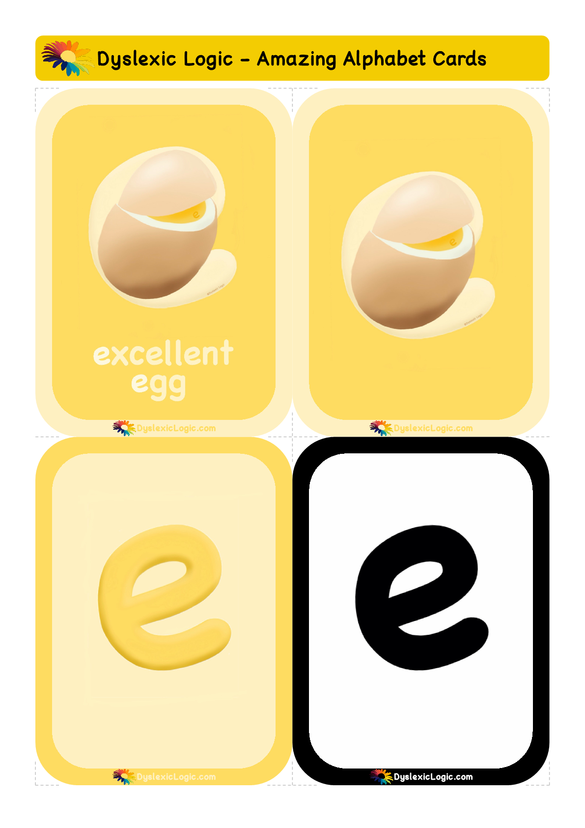 Alphabet Resources Letter E — Dyslexic Logic