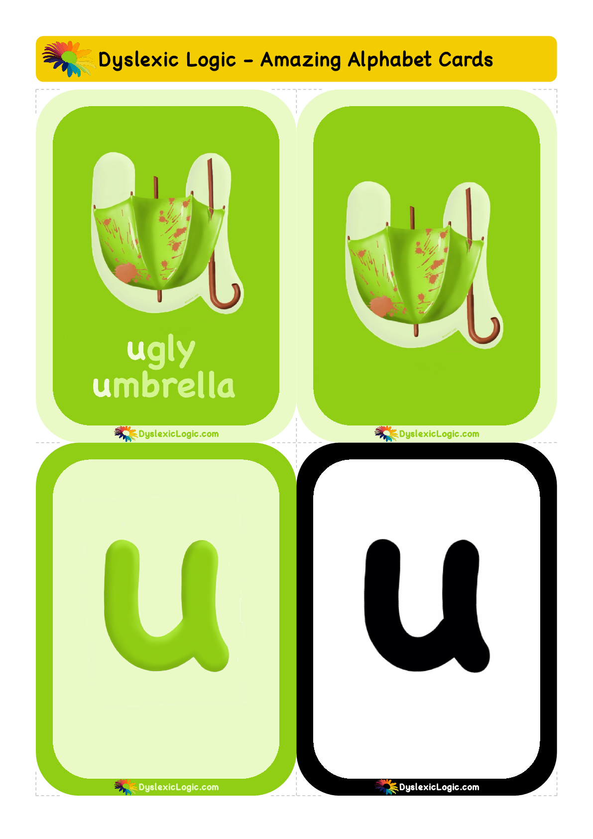 Alphabet Resources - letter 'U' — Dyslexic Logic