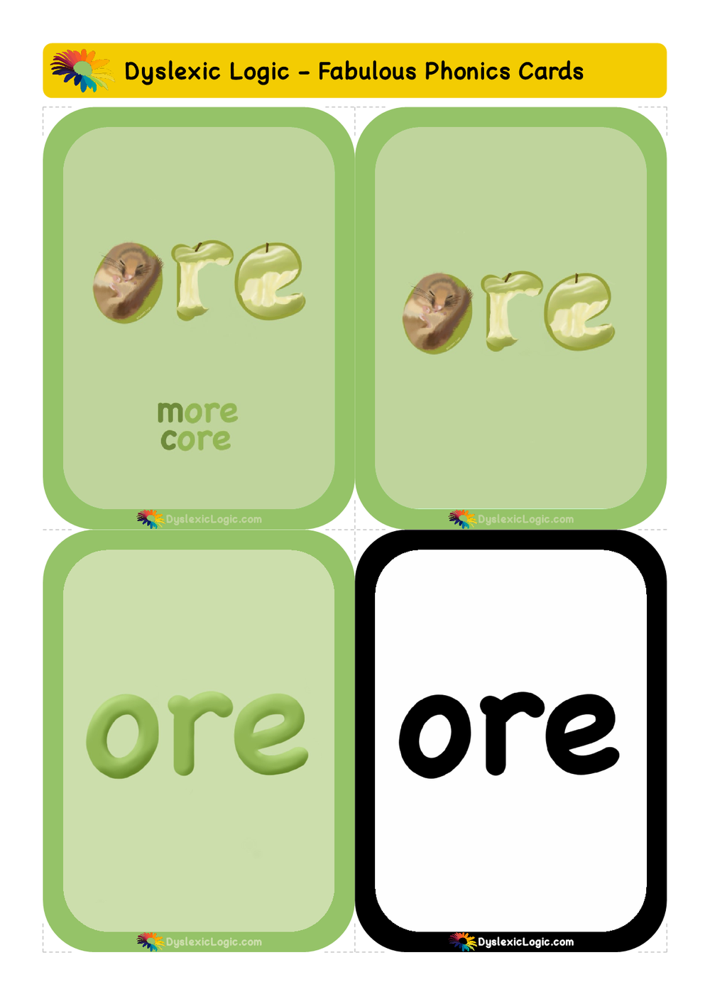 Complex R-Controlled Vowel Resources - 'ORE' — Dyslexic Logic
