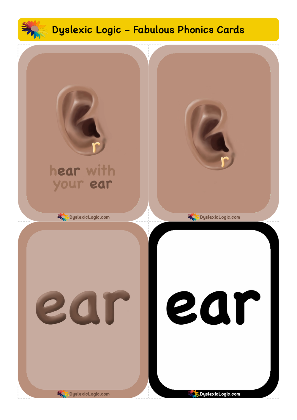Complex R-Controlled Vowel Resources - 'EAR' — Dyslexic Logic