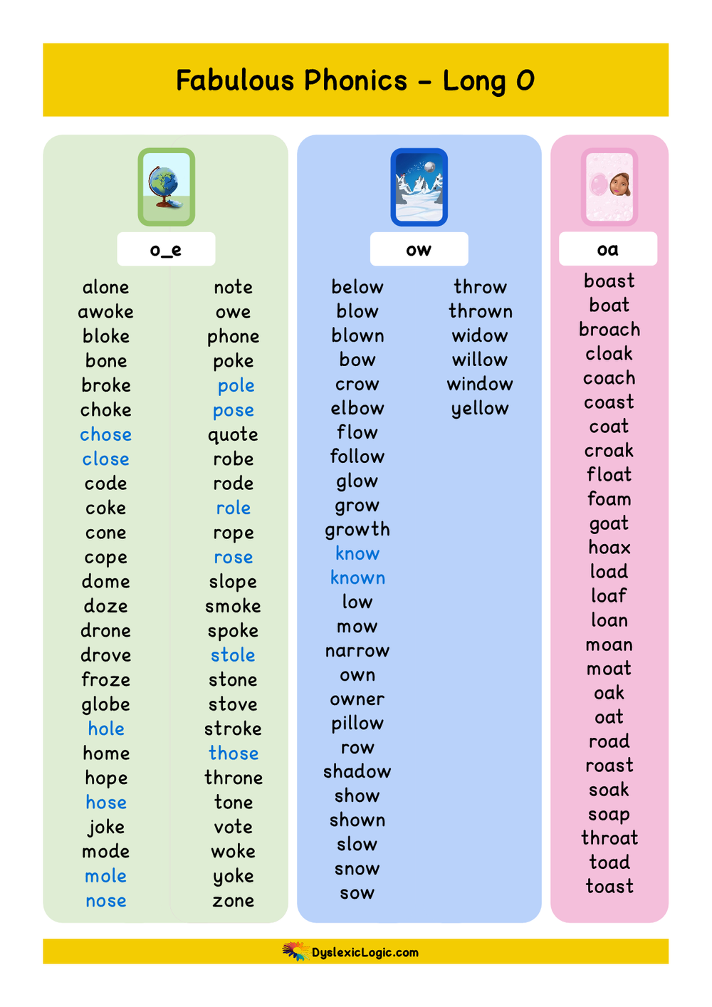 Long Vowel Resources - 'OA' — Dyslexic Logic