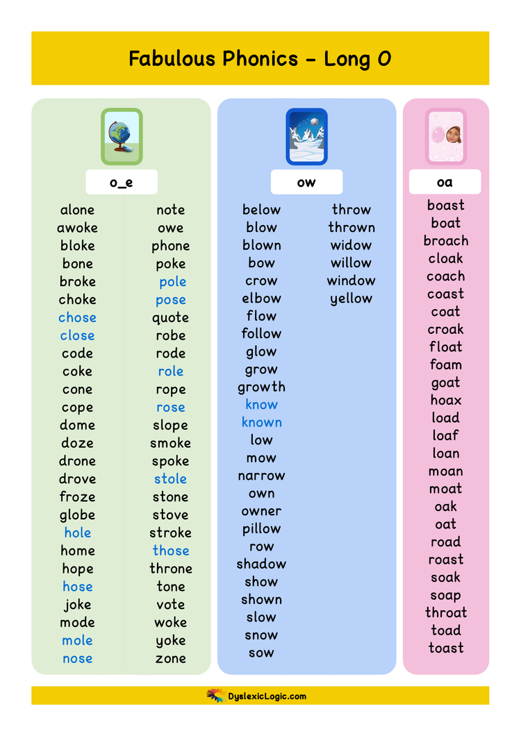Long Vowel Resources - 'OA' — Dyslexic Logic