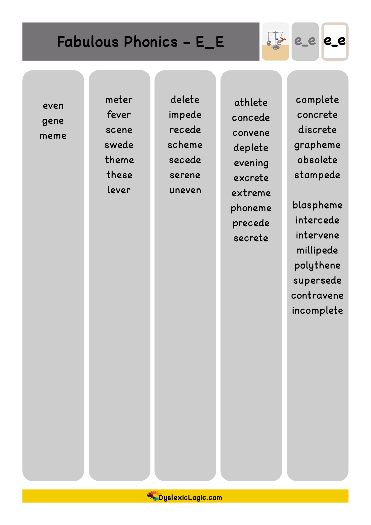 Long Vowel Resources - 'E_E' — Dyslexic Logic