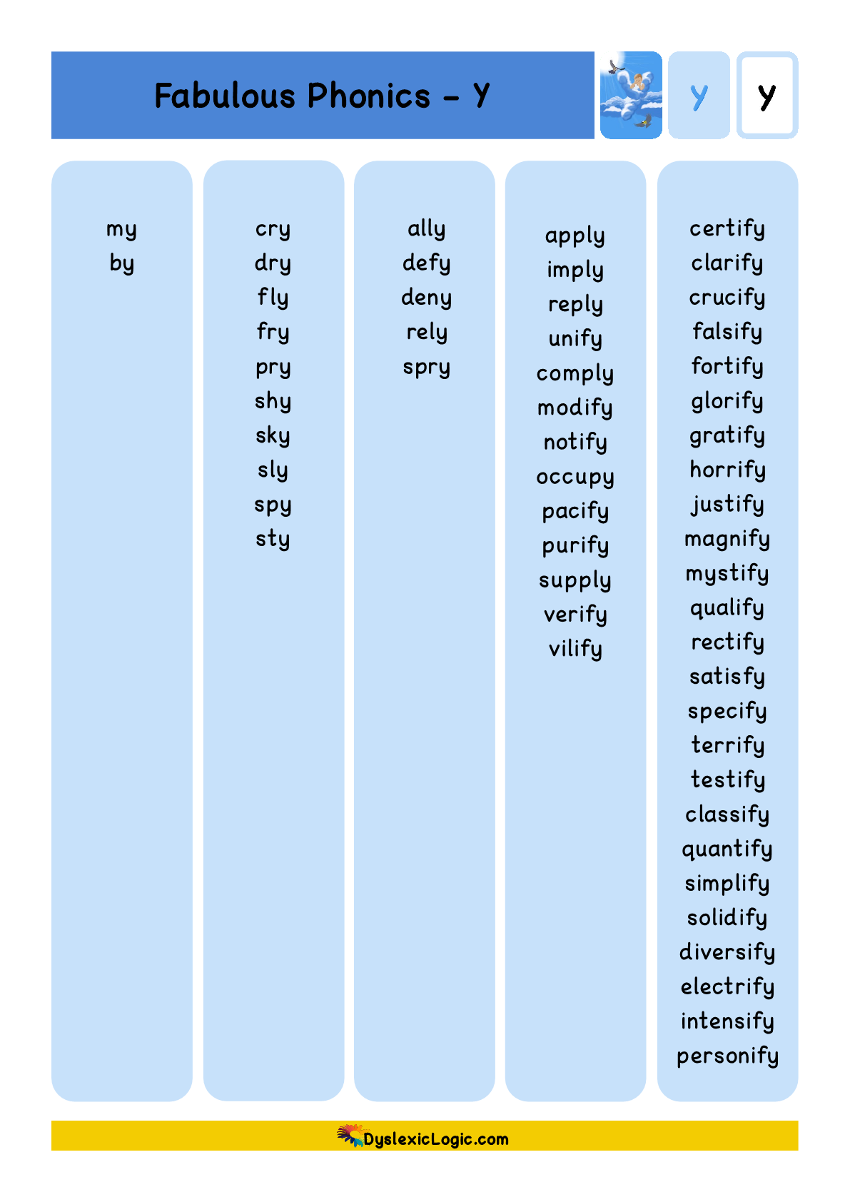 Long Vowel Resources - 'Y' — Dyslexic Logic