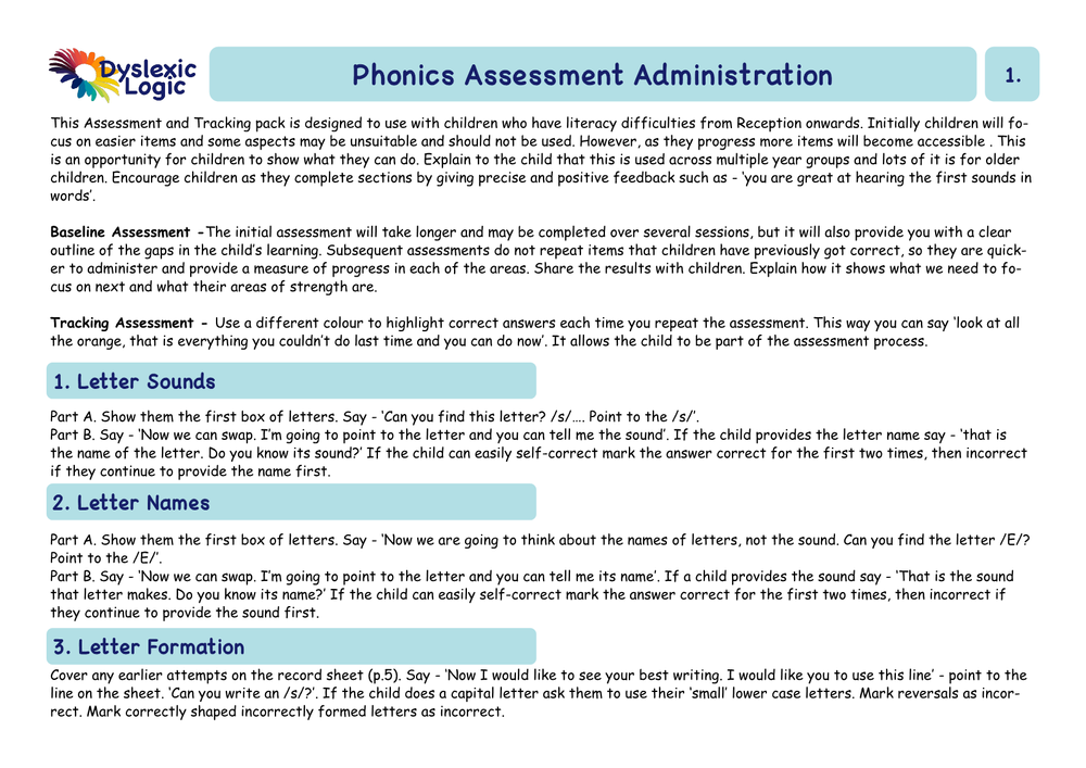 Literacy Difficulties Assessment — Dyslexic Logic