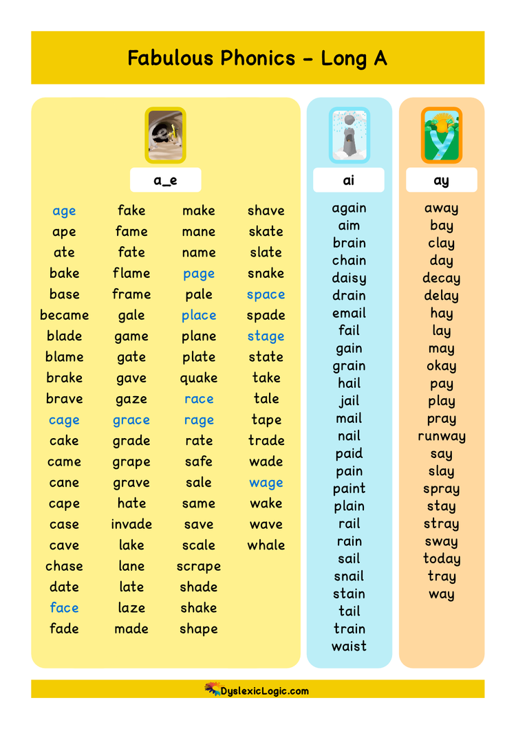Long Vowel Resources - 'AY' — Dyslexic Logic