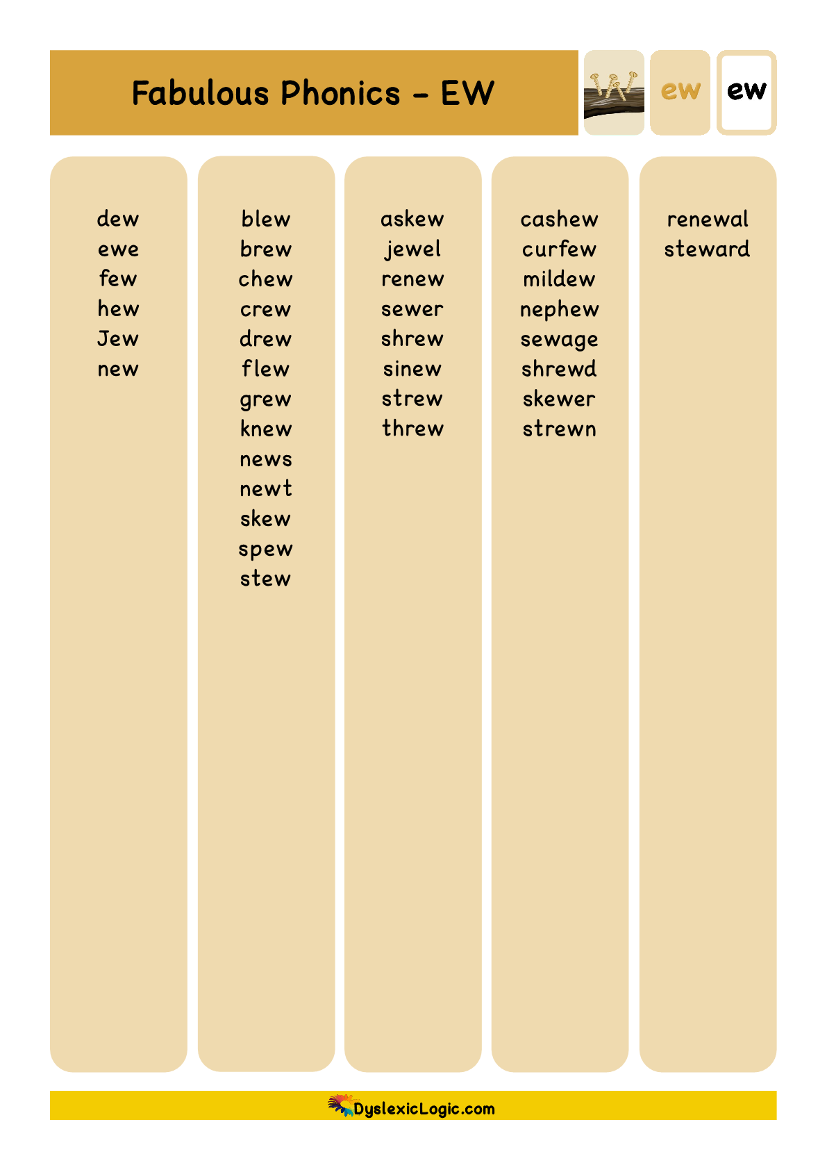 Long Vowel Resources EW Dyslexic Logic