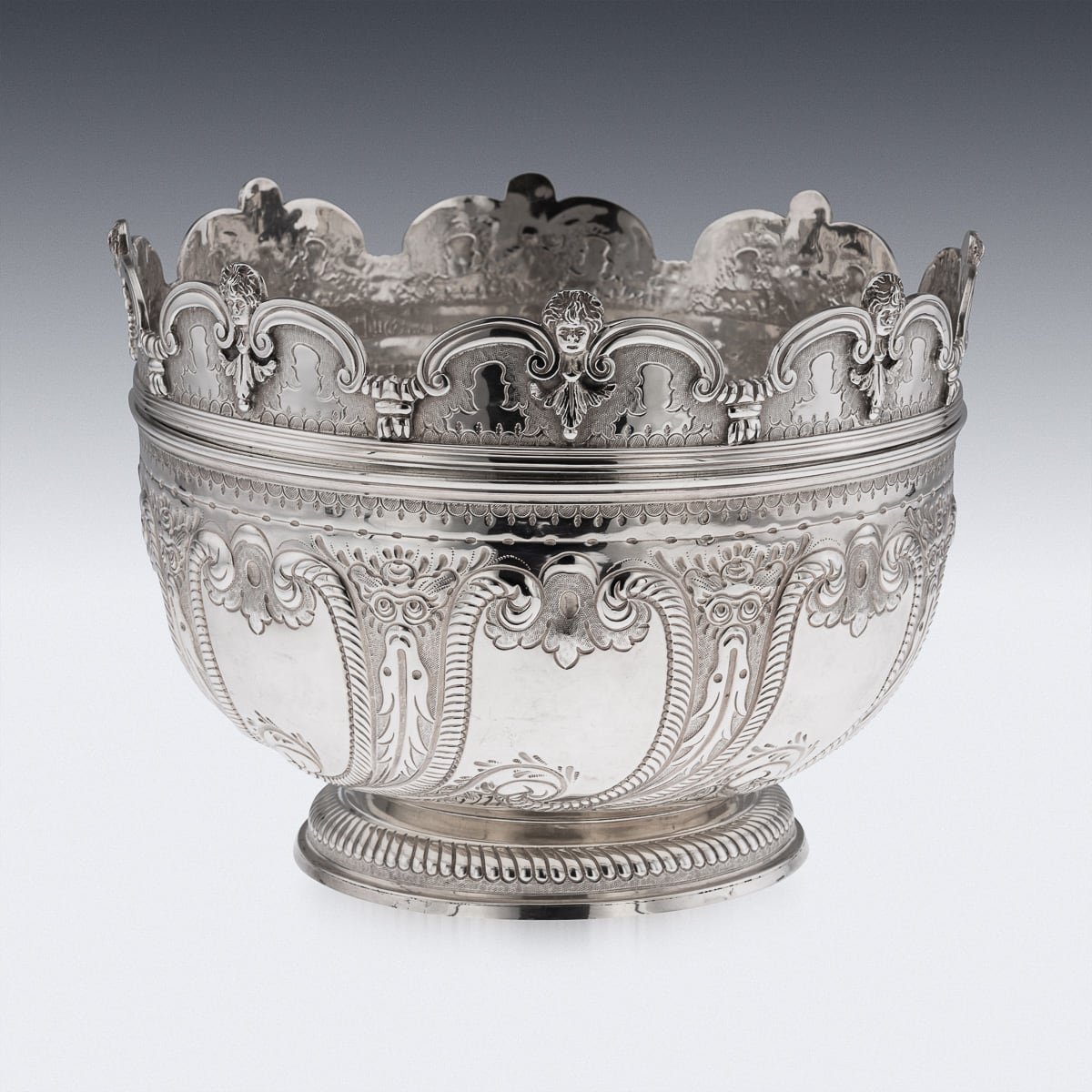 ANTIQUE 19thC VICTORIAN SOLID SILVER LARGE MONTEITH BOWL, CHARLES ...