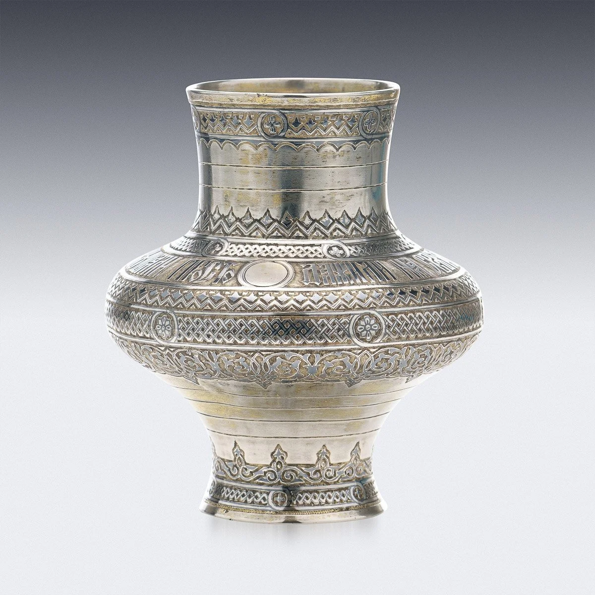 ANTIQUE 20thC RUSSIAN FABERGE SOLID SILVER & ENAMEL KOVSH, FEODOR ...