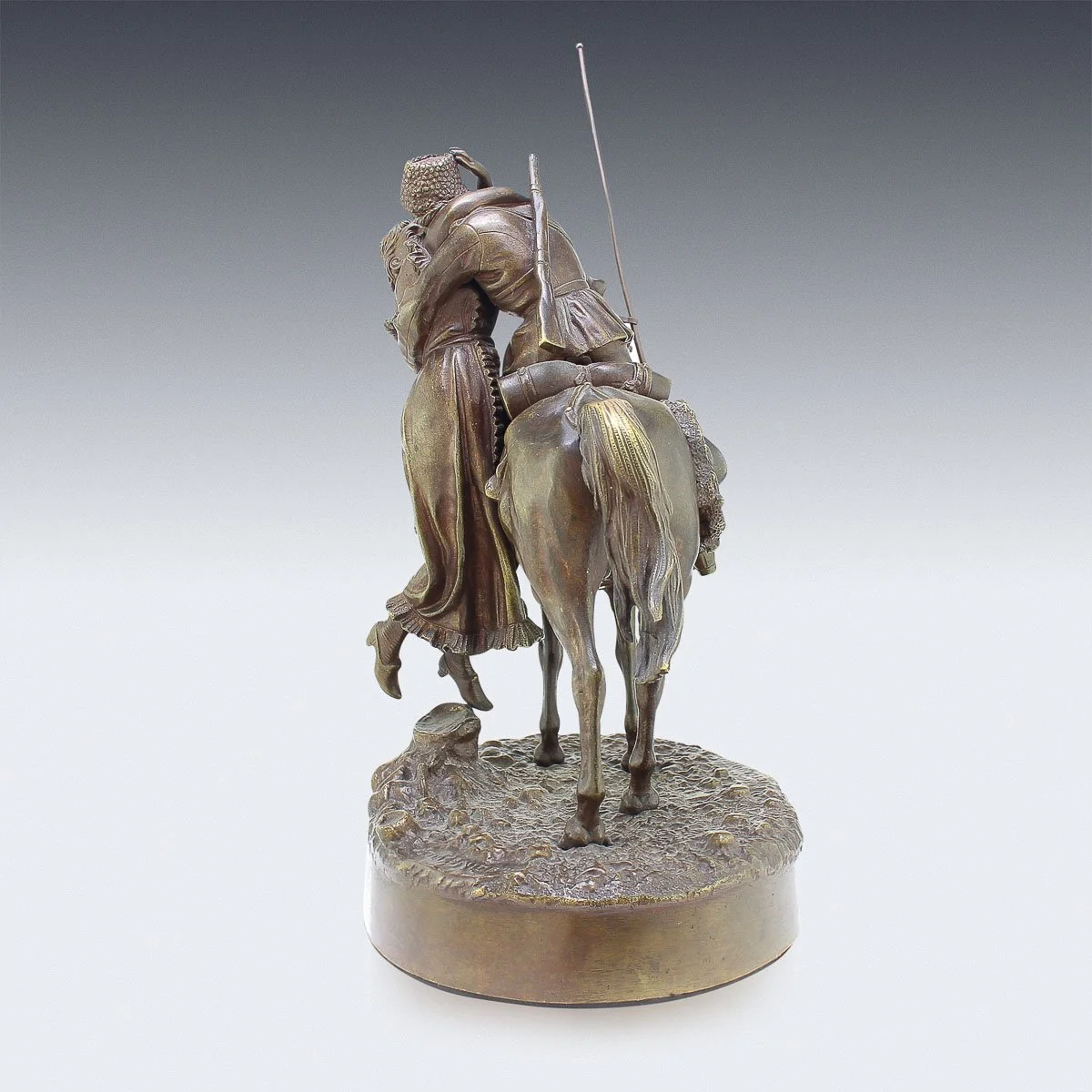 ANTIQUE 19thC RUSSIAN BRONZE 'THE CASSACK'S FAREWELL, VASILIY GRACHEV c ...