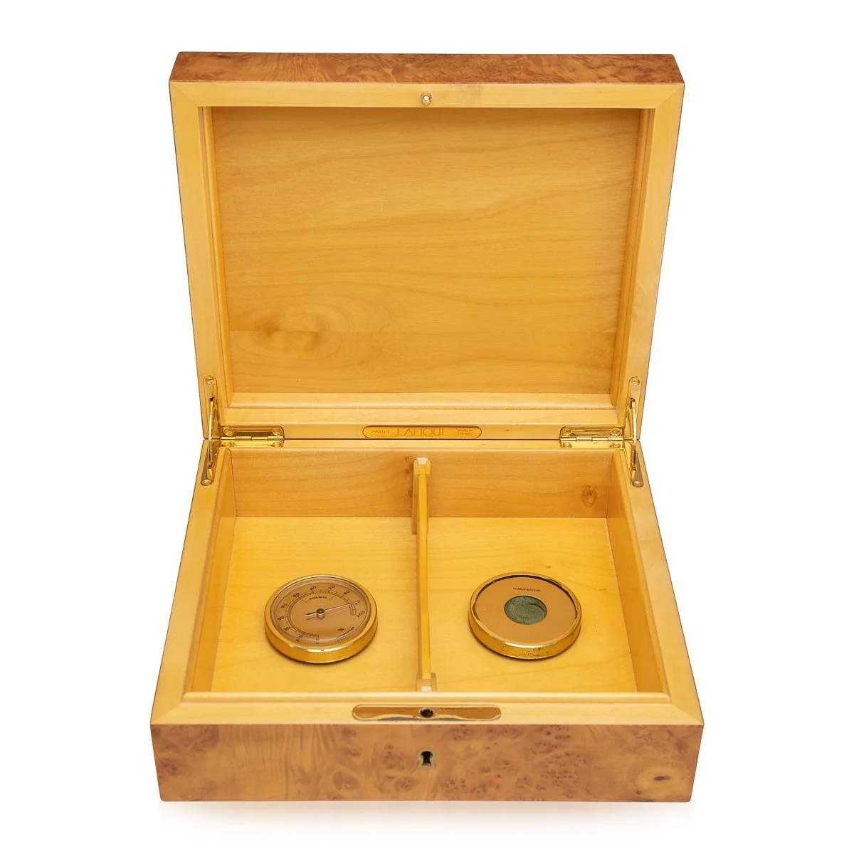STYLISH 20thC FRENCH RENE' LALIQUE BURR WALNUT & GLASS CIGAR BOX c.1980 ...