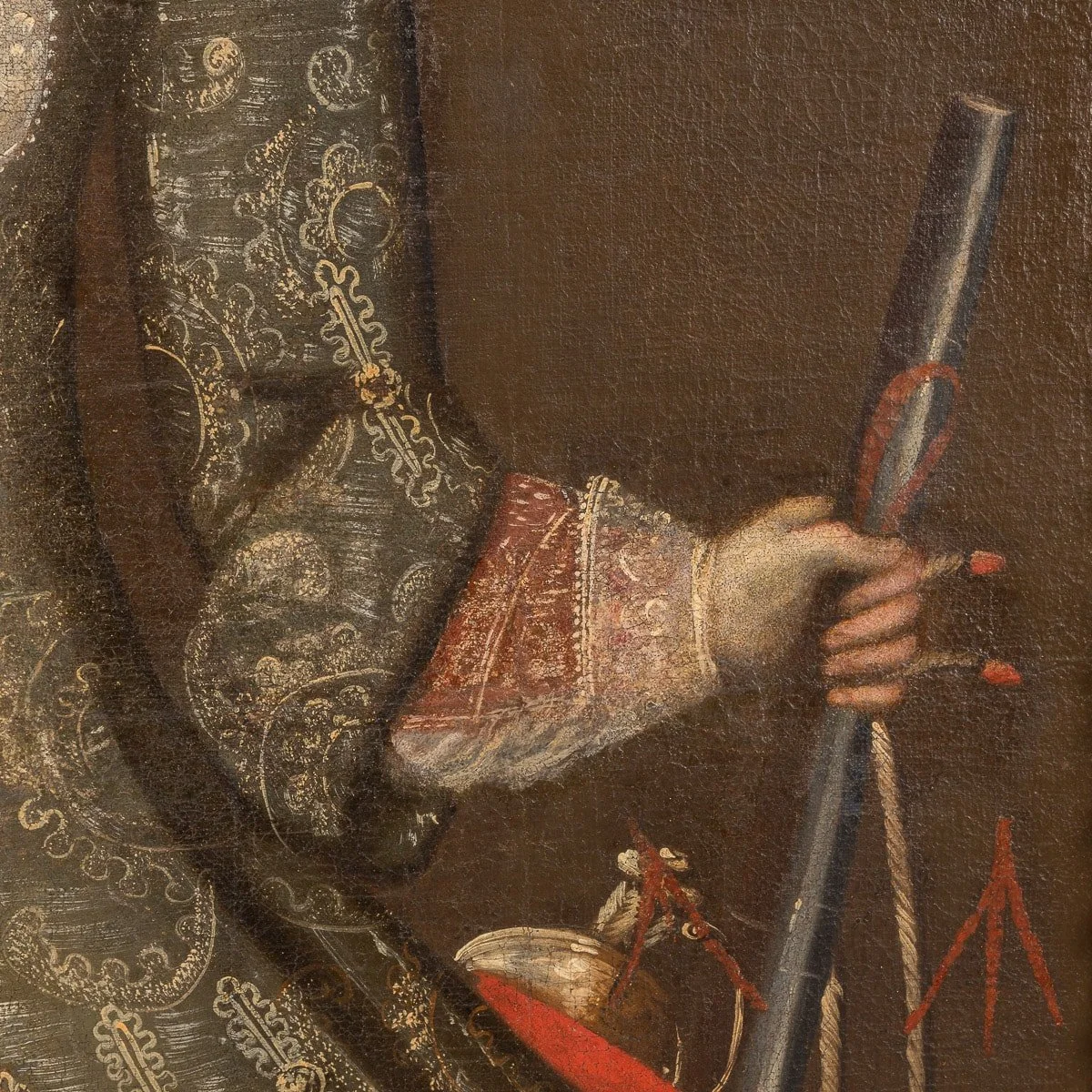 EARLY 18thC OIL ON CANVAS OF AN ANGEL ARCABUCERO (CUSCO, PERU) — Pushkin's